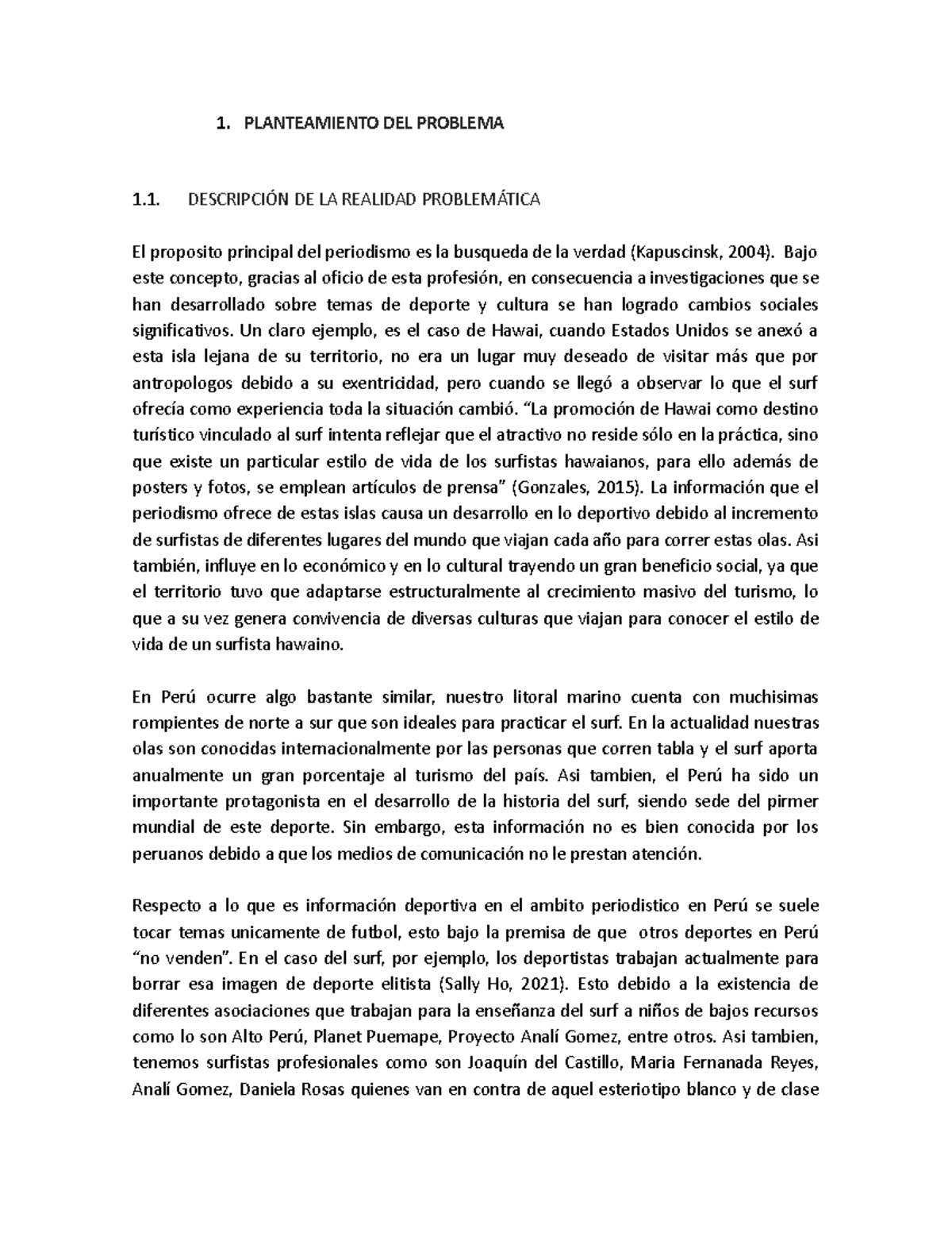 TB2 - Avance de Tesis. - 1. PLANTEAMIENTO DEL PROBLEMA 1. DESCRIPCIÓN ...