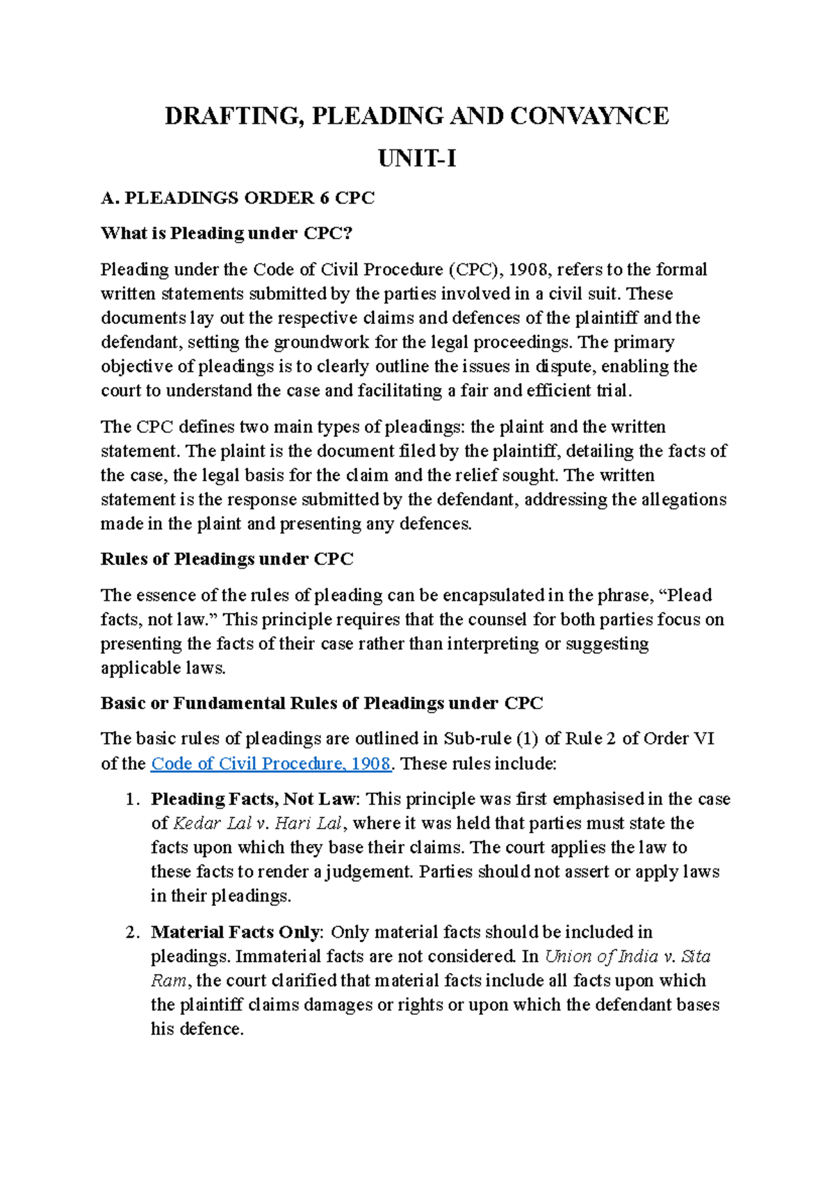 Drafting, Pleading AND Convaynce 241103 154608 - DRAFTING, PLEADING AND ...