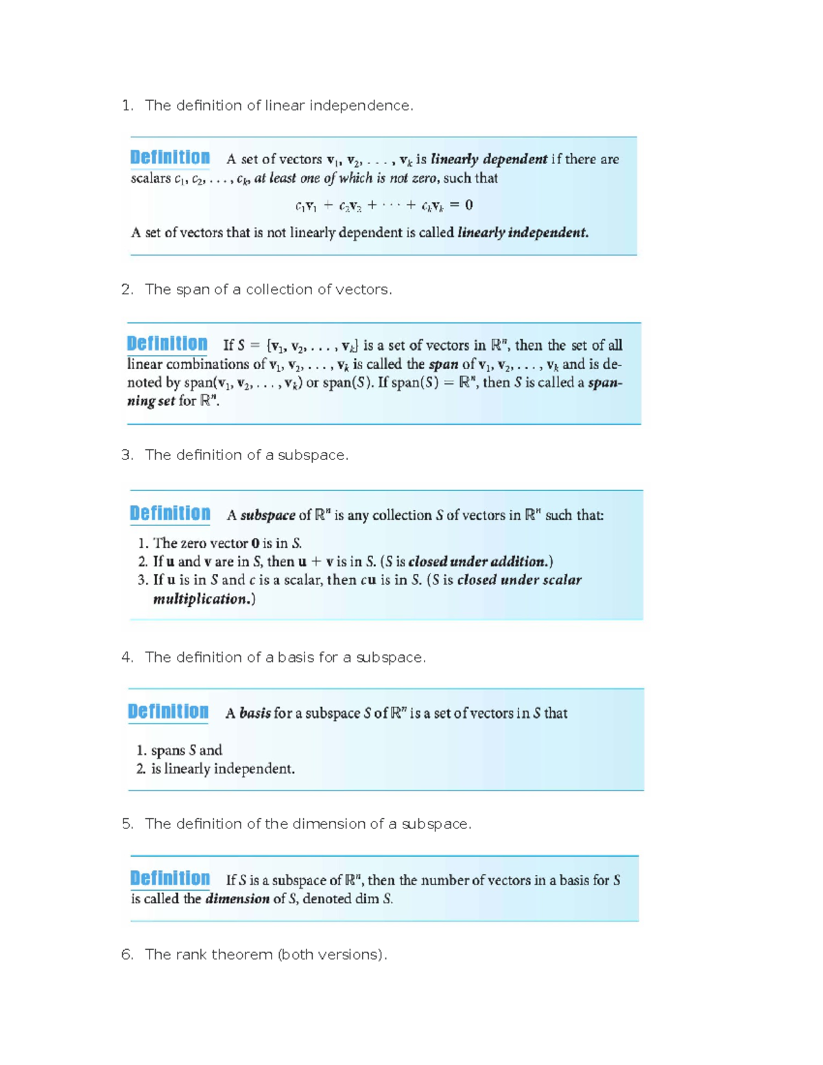 Math 1600 B Definitions - The definition of linear independence. The ...