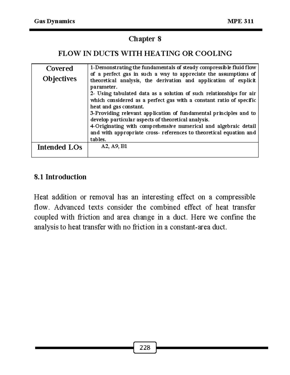 Chapter 8 Frictionless Constant Area Duct Flow with Heat Transfer ...
