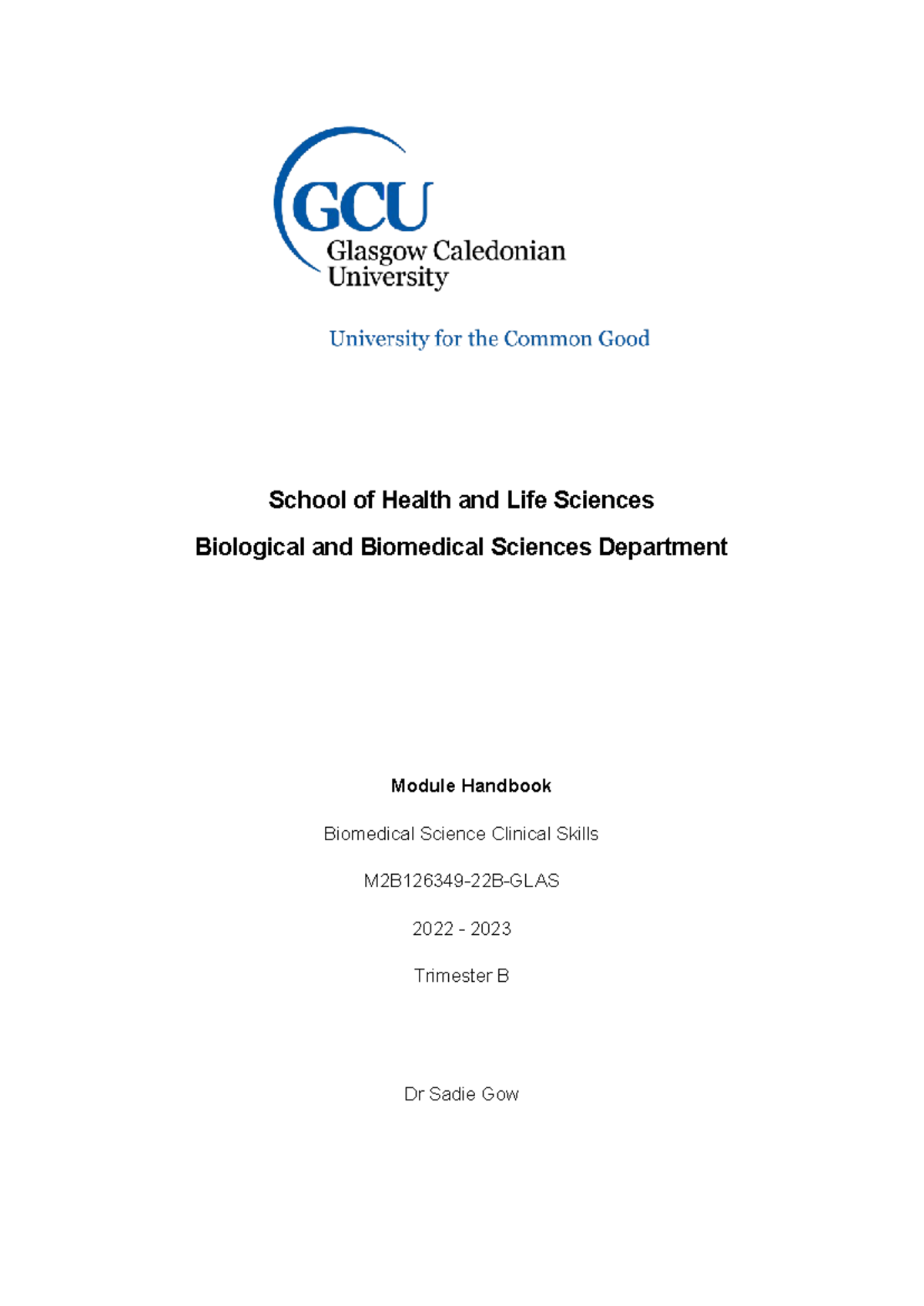 Bmscs Module Handbook 2022-23 (2001 23) - School of Health and Life ...