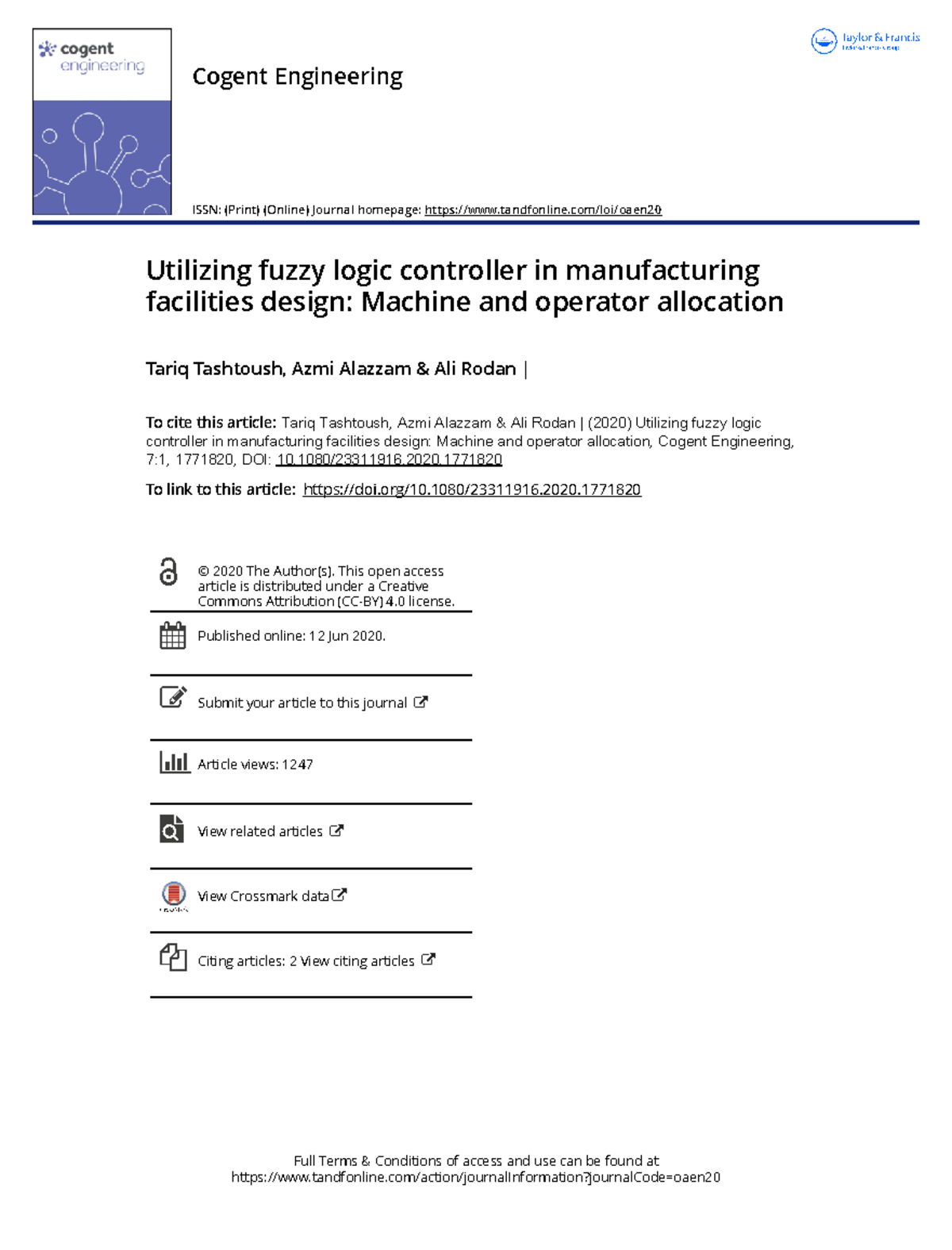 Utilizing fuzzy logic controller in manufacturing facilities design Machine and operator ...