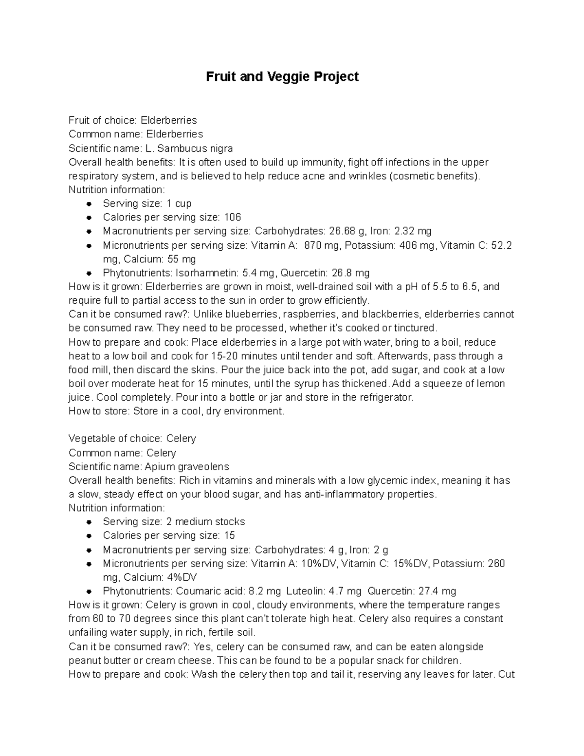 Fruit and Veggie Project - Fruit and Veggie Project Fruit of choice ...