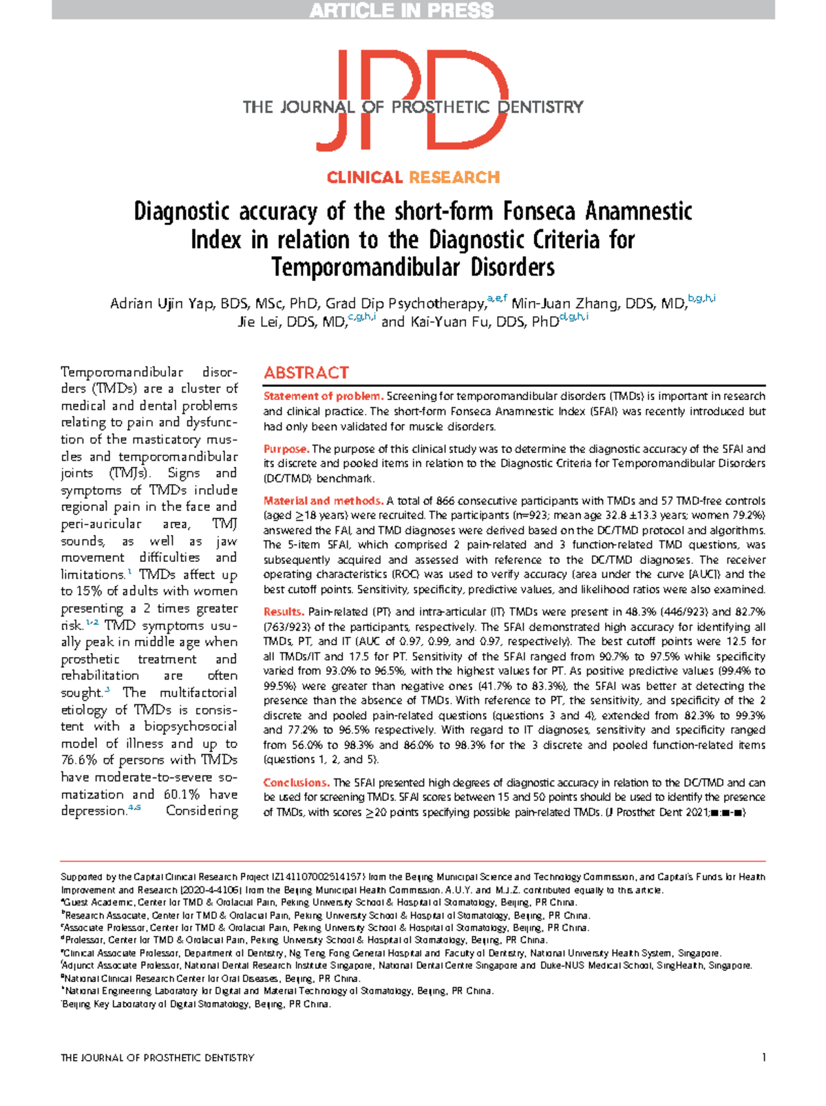 ART4 - hhhh - CLINICAL RESEARCH Diagnostic accuracy of the short-form ...