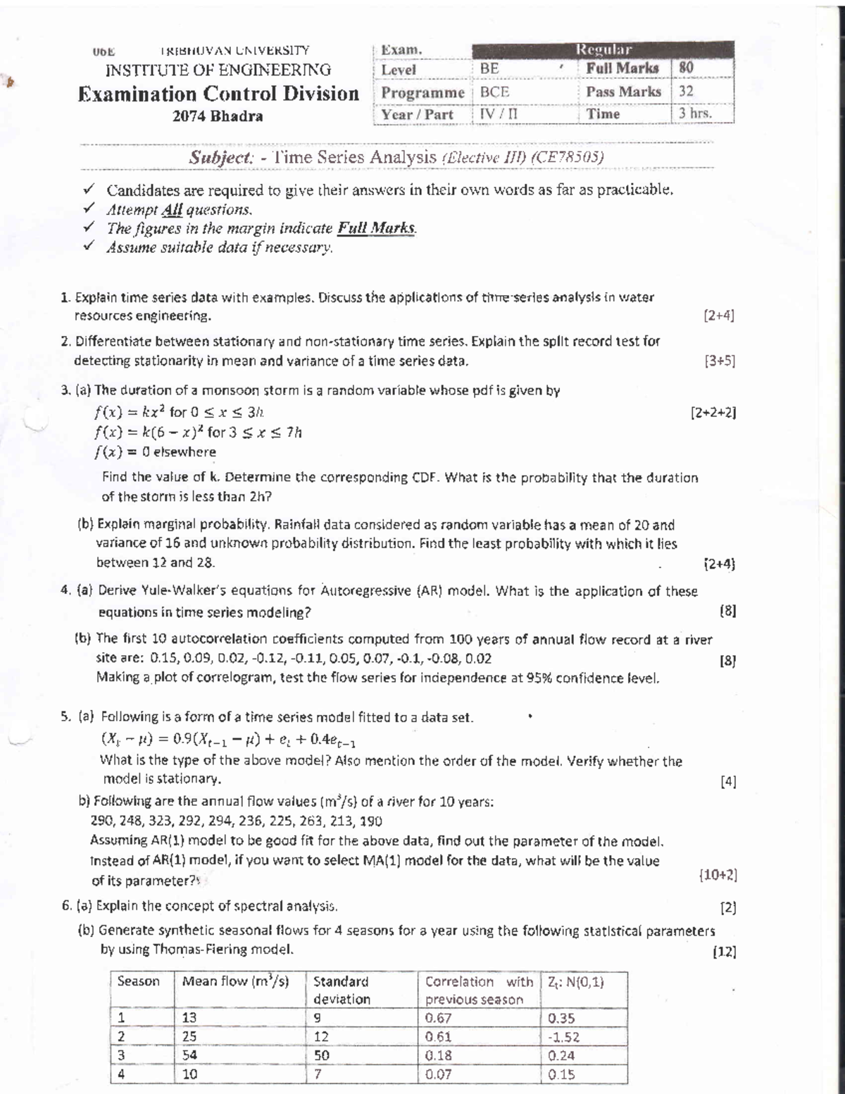Time Series OIG - Old Questions - , I'KIBHUVAN UNIVERSITY INSTITUTE OF ...
