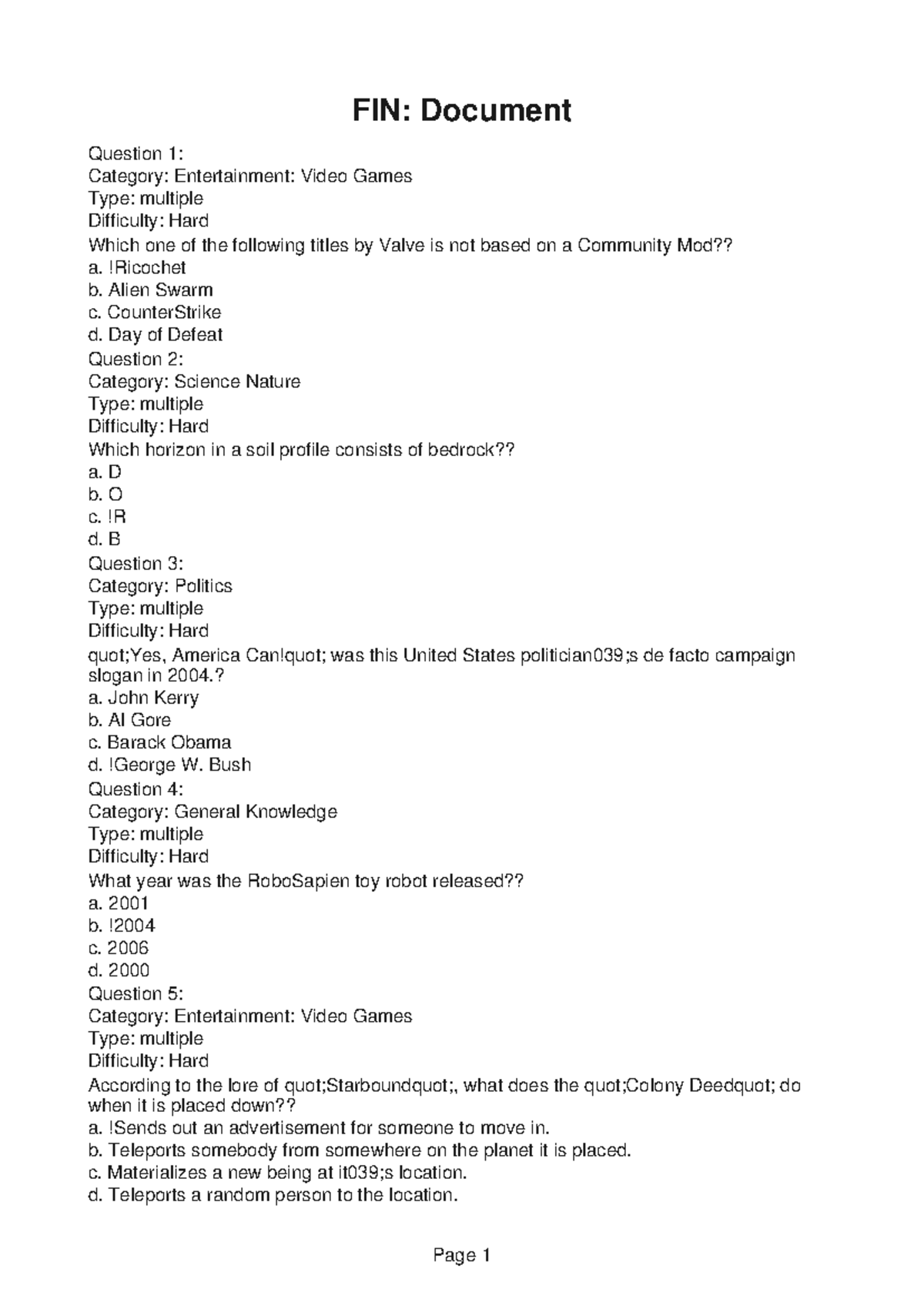 FIN196 Pset 10 - FIN: Document Question 1: Category: Entertainment ...