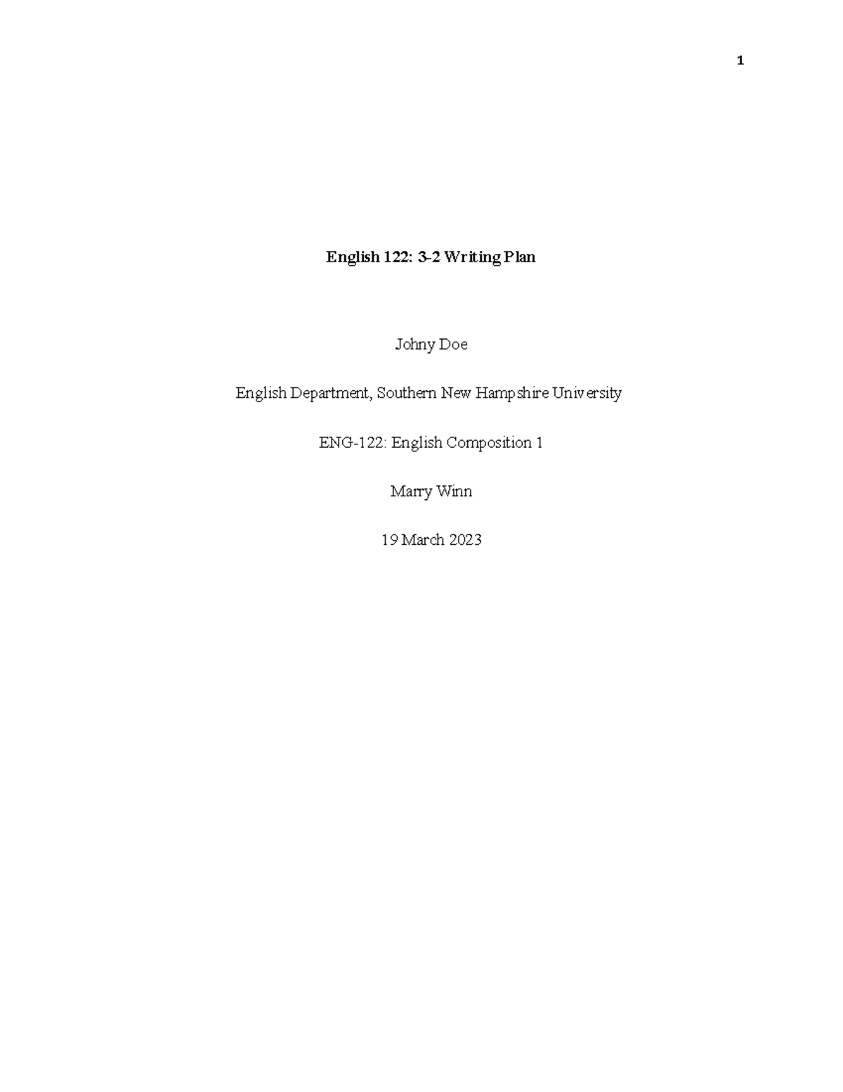 3-2 Writing Plan - received A - English 122: 3-2 Writing Plan Johny Doe ...