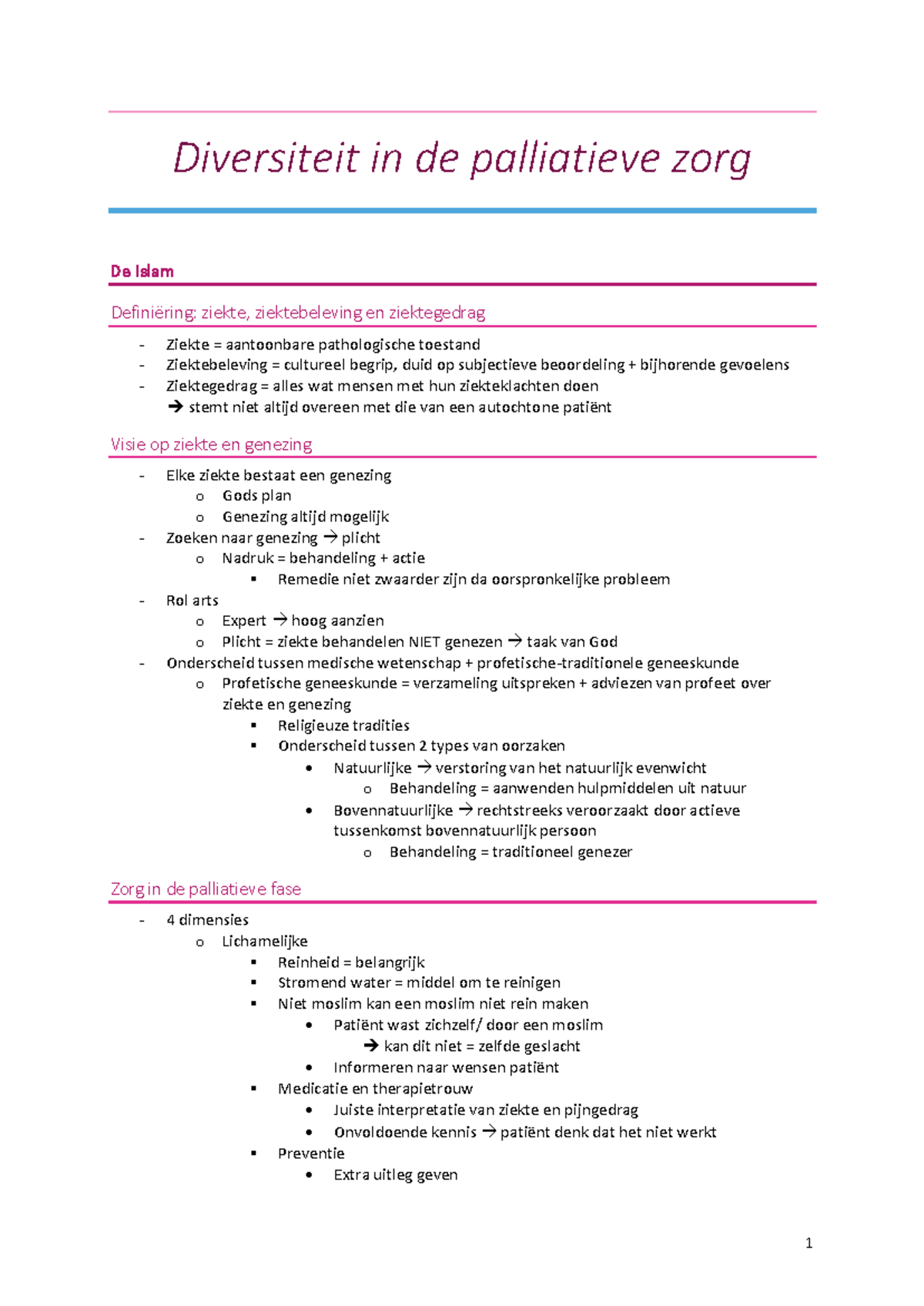 Diversiteit in de palliatieve zorg - Studocu