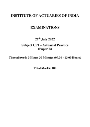 Sg - Case study . - Actuarial Statistics - Delhi University - Studocu