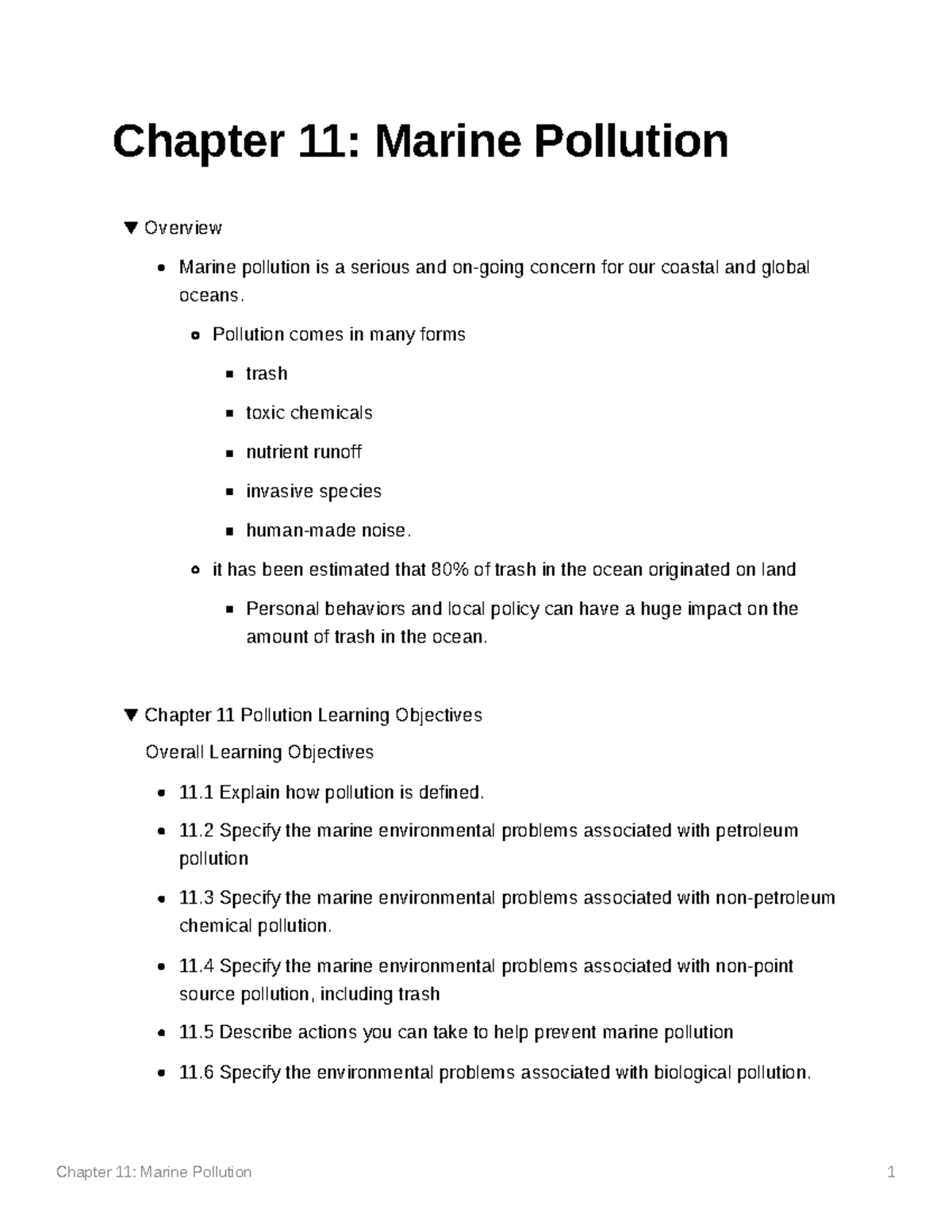 Marine Pollution - Chapter 11: Marine Pollution Overview Marine ...