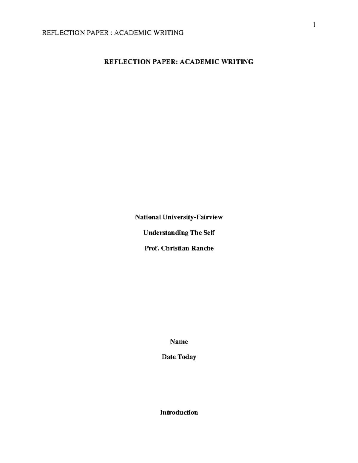 Academic Writing - Its easy - 1 REFLECTION PAPER : ACADEMIC WRITING ...