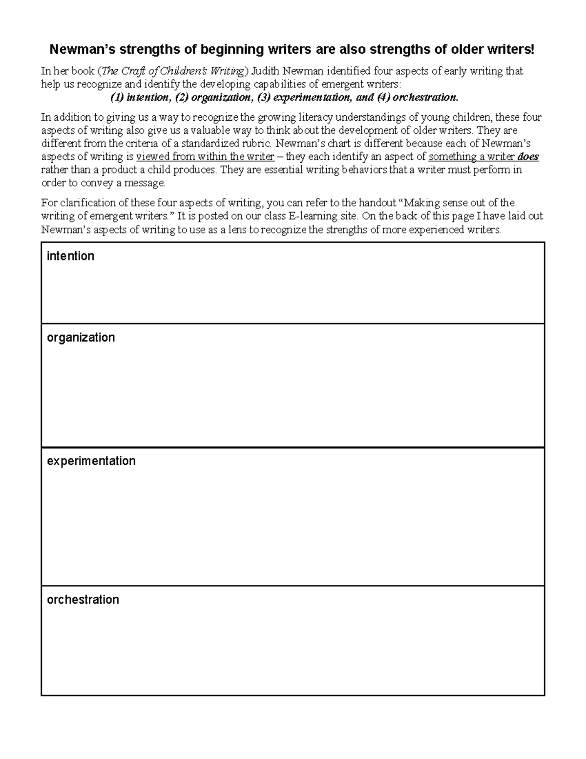 Newman writing framework older writers - Newman’s strengths of ...