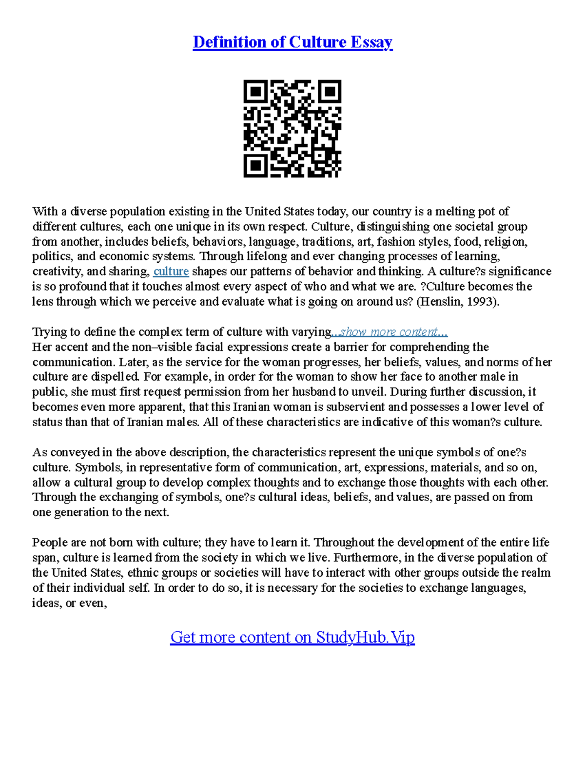 What Is Culture Essay - Definition of Culture Essay With a diverse ...
