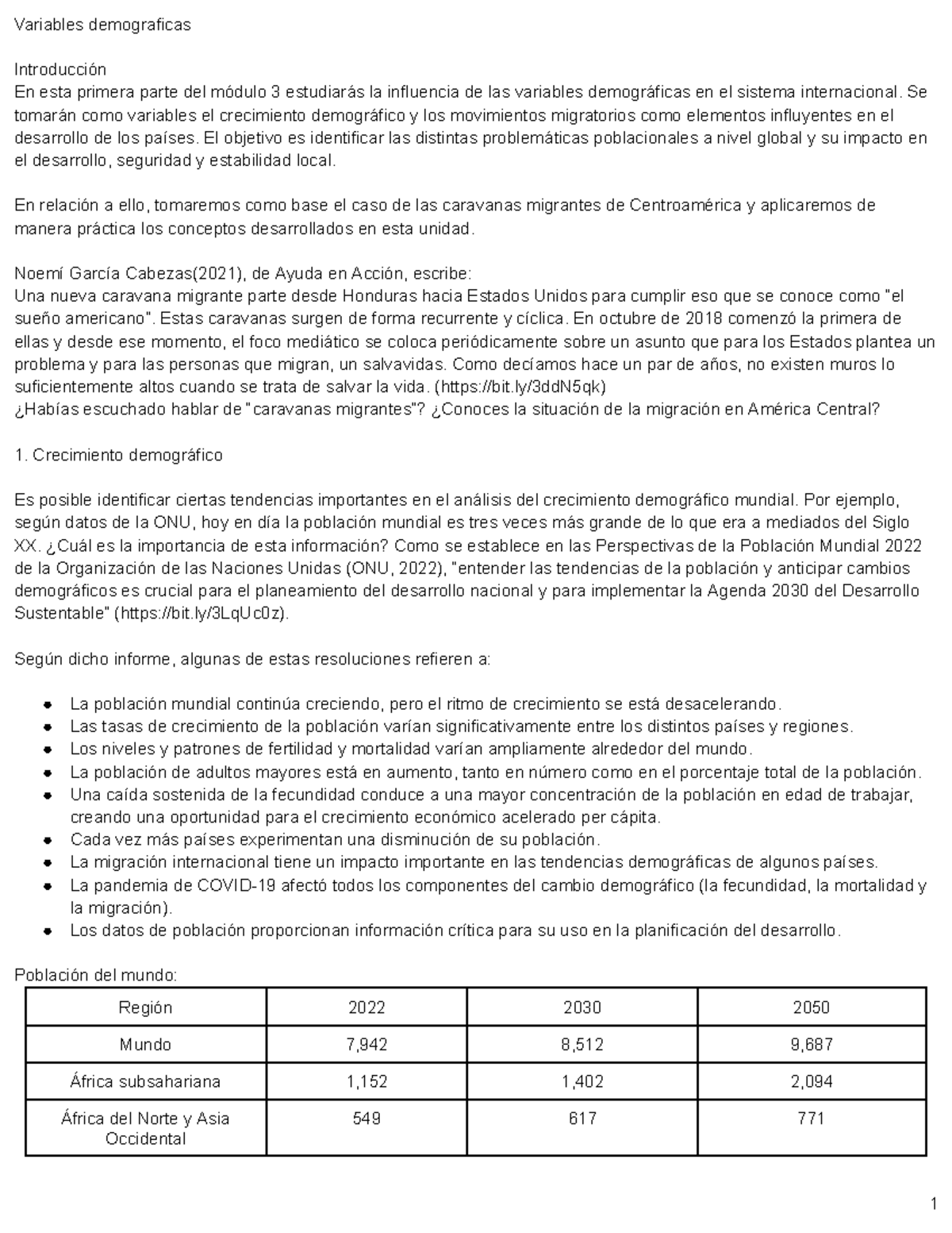 Prob. Intern. Mod 3 y 4 - ... - Variables demograficas Introducción En esta primera parte del ...