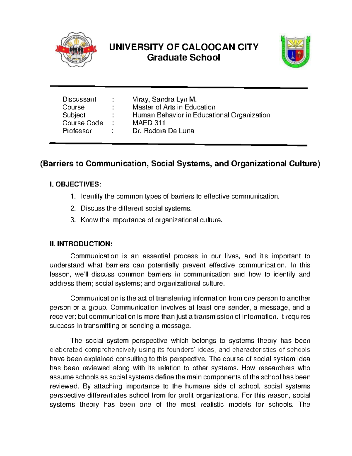 Written-Report-Format-MAED-311 - UNIVERSITY OF CALOOCAN CITY Graduate ...
