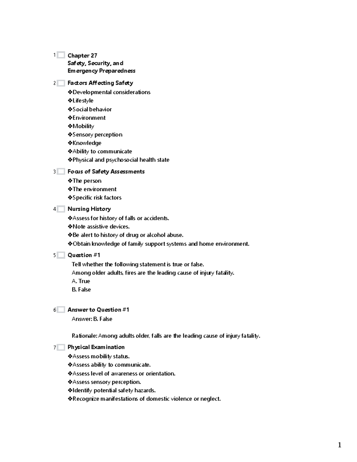 Chapter 27 = Safety, Security, and Emergency Preparedness - Chapter 27 ...