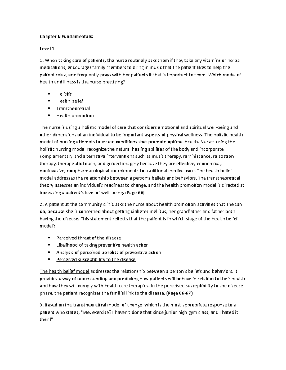 Chapter 6 Fundamentals - Chapter 6 Fundamentals: Level 1 When taking ...