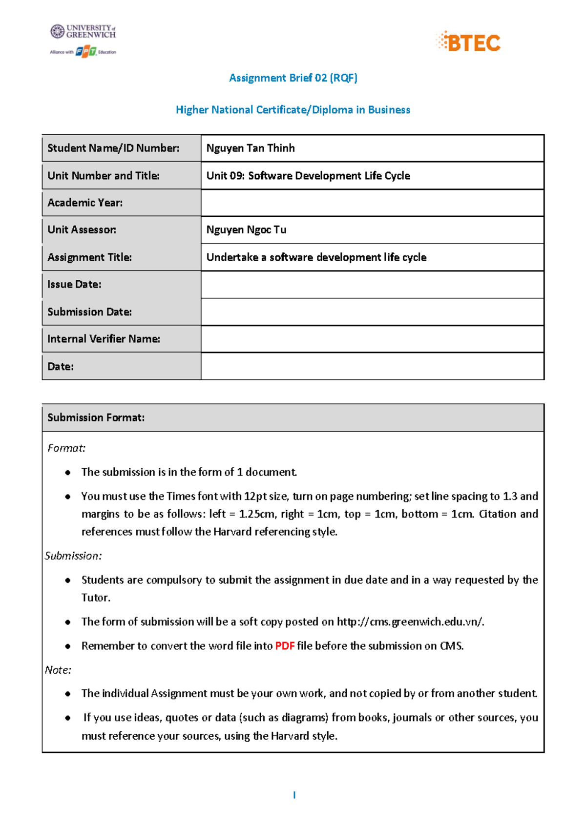 1631 Nguyen TAN Thinh GCS18085 assignment 2 - Assignment Brief 02 (RQF) Higher National - Studocu