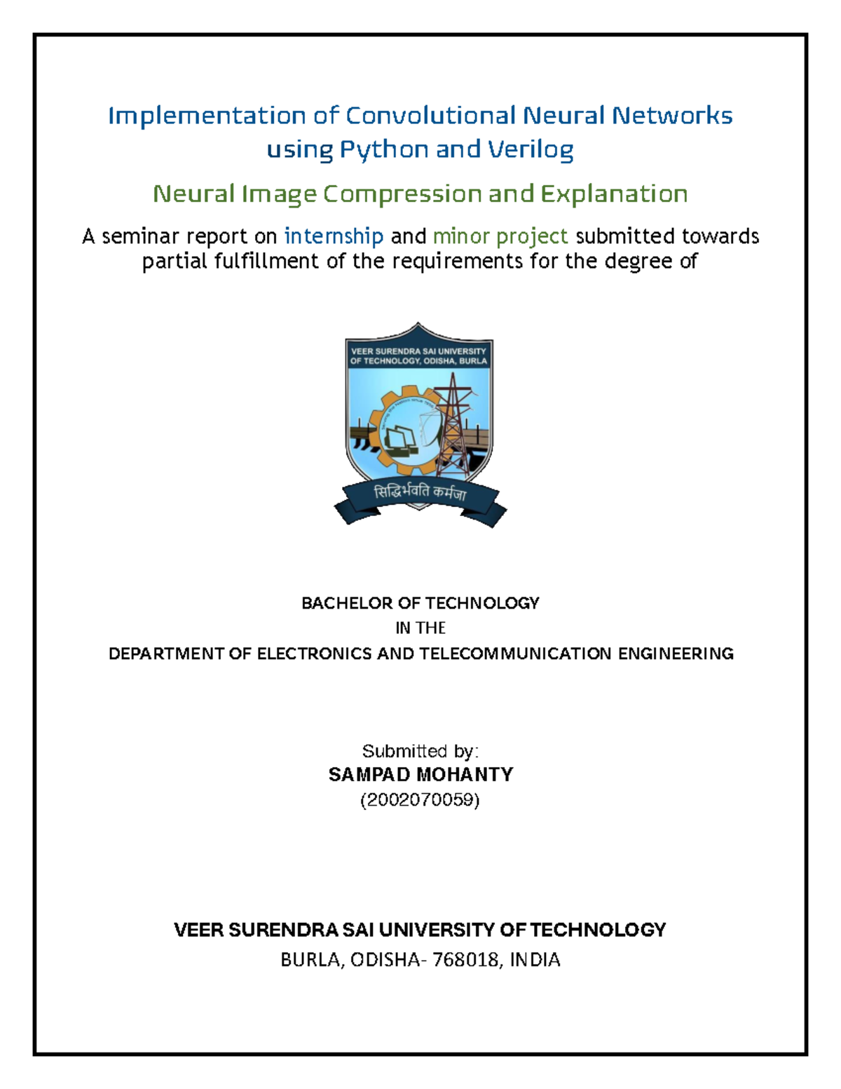 SOI Report Sampad Mohanty - Implementation of Convolutional Neural Networks using Python and ...