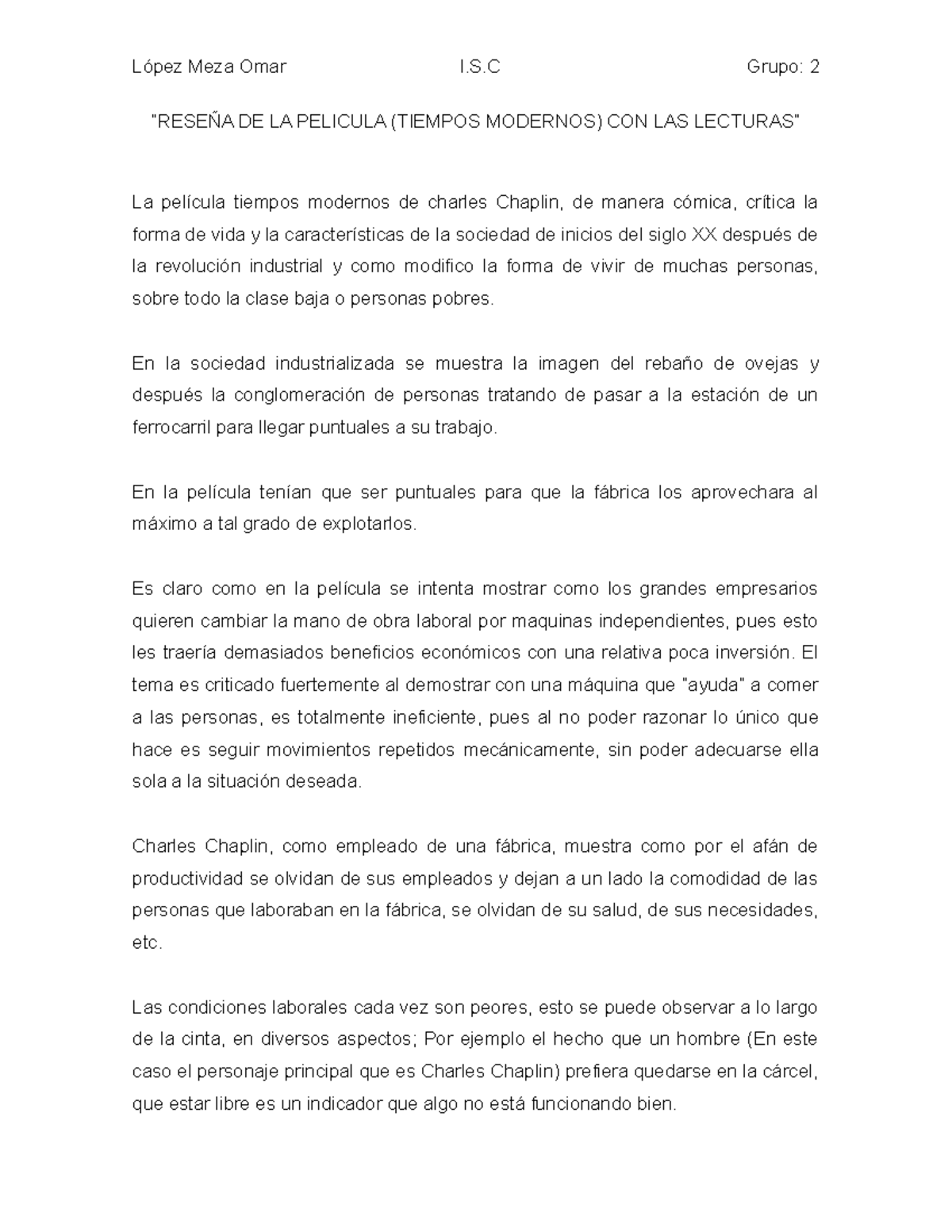 Reseña de la pelicula con las lecturas - López Meza Omar I.S Grupo: 2 ...