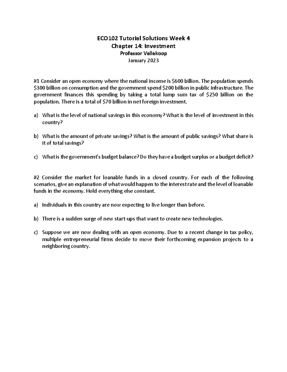 ECO102 Tutorial 4 WS2022 questions - ECO102 Tutorial Solutions Week 4 ...