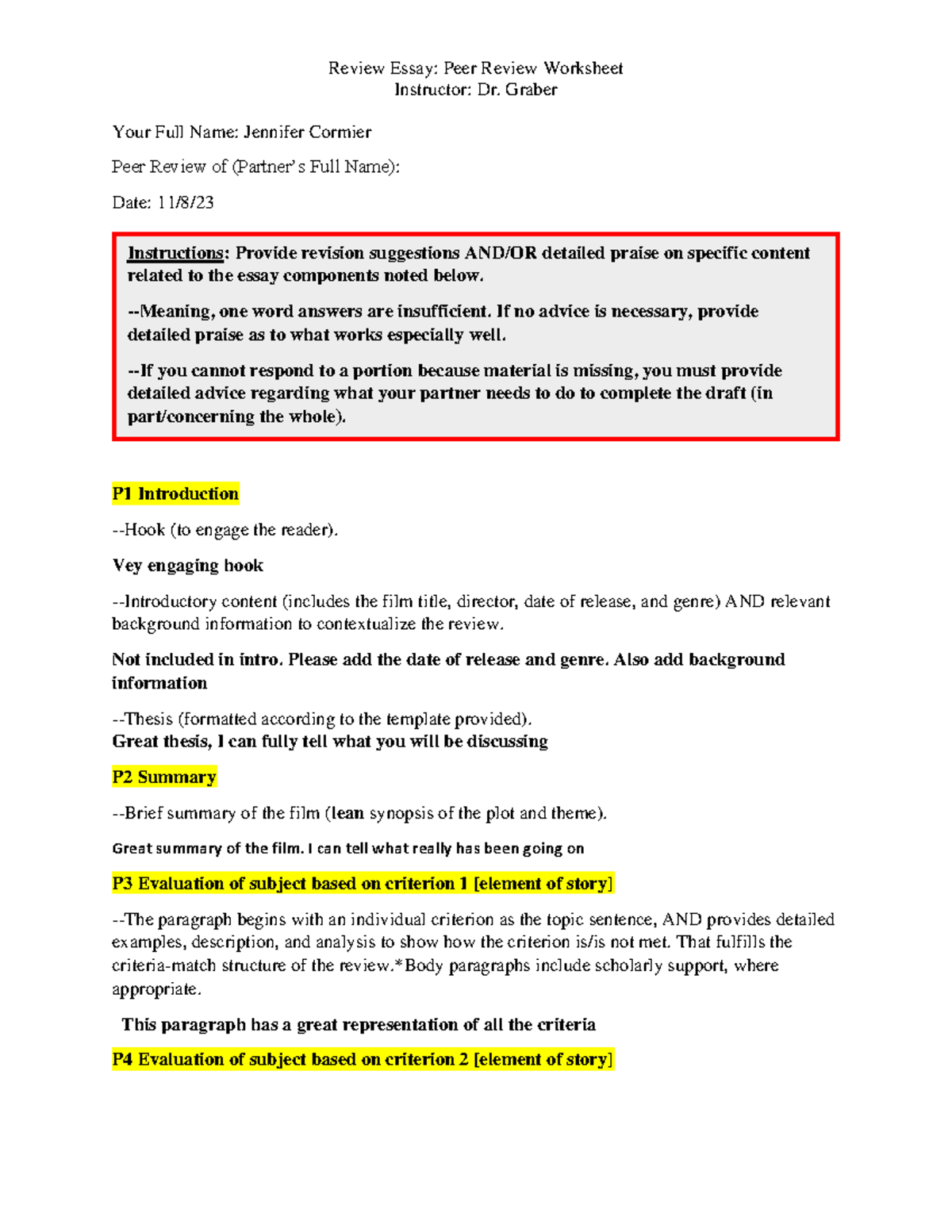 Peer Review Worksheet Review Essay Graber - Review Essay: Peer Review ...