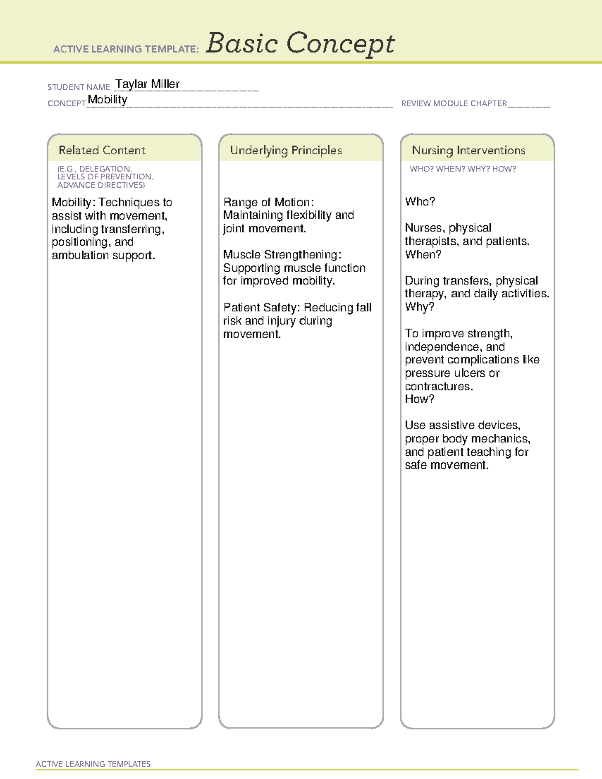 Basic concept mobility - Nur 111 - ACTIVE LEARNING TEMPLATES Basic ...