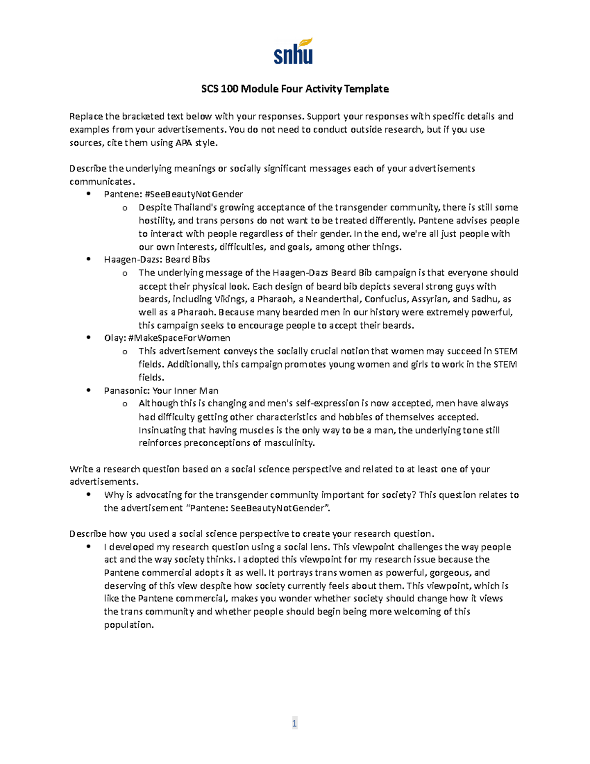SCS 100 Module Four Activity Template - SCS 100 Module Four Activity ...