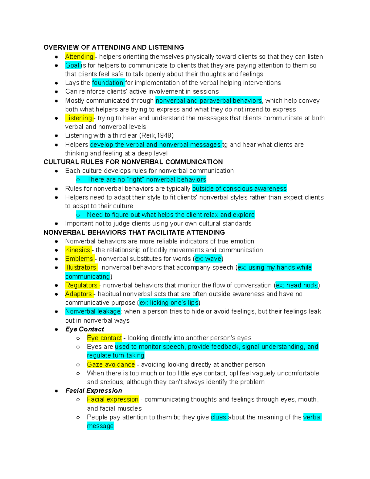 Skills for Providing Support - OVERVIEW OF ATTENDING AND LISTENING ...