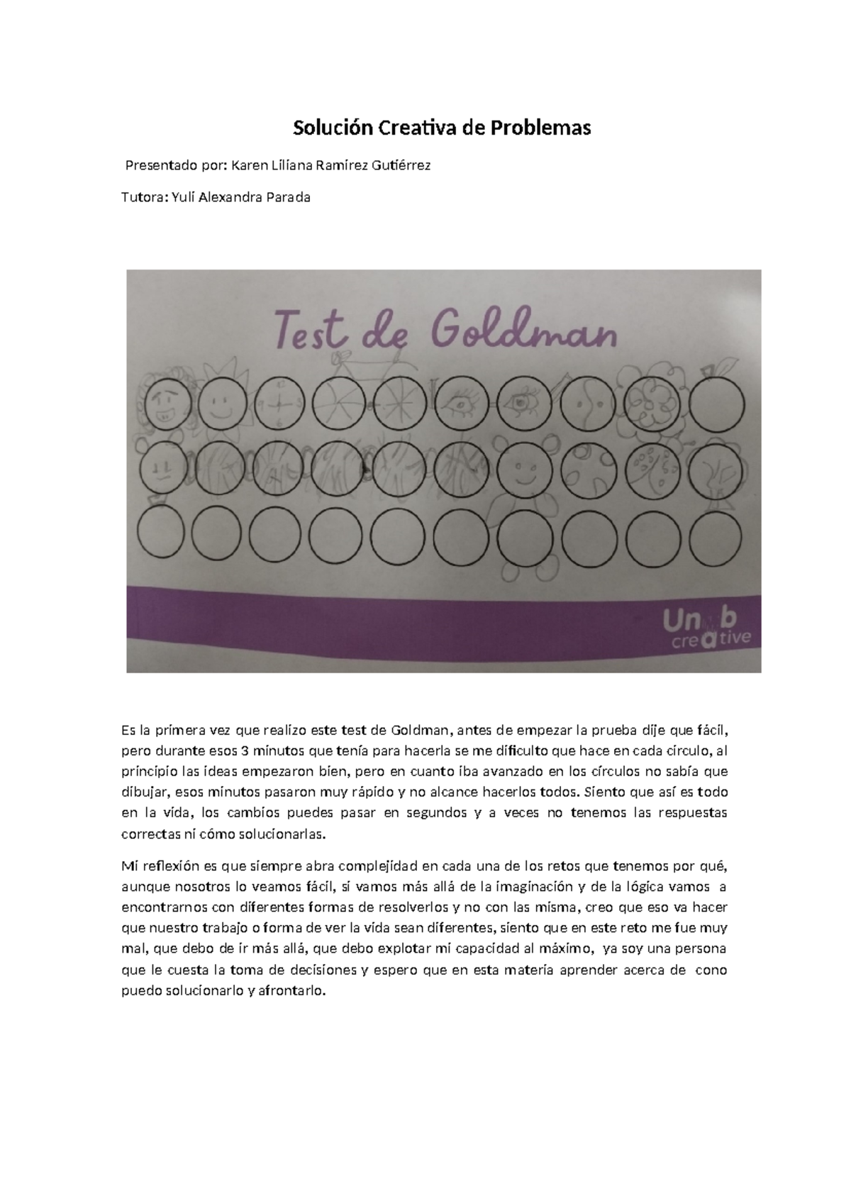 Test de goldman - Solución Creativa de Problemas Presentado por: Karen ...