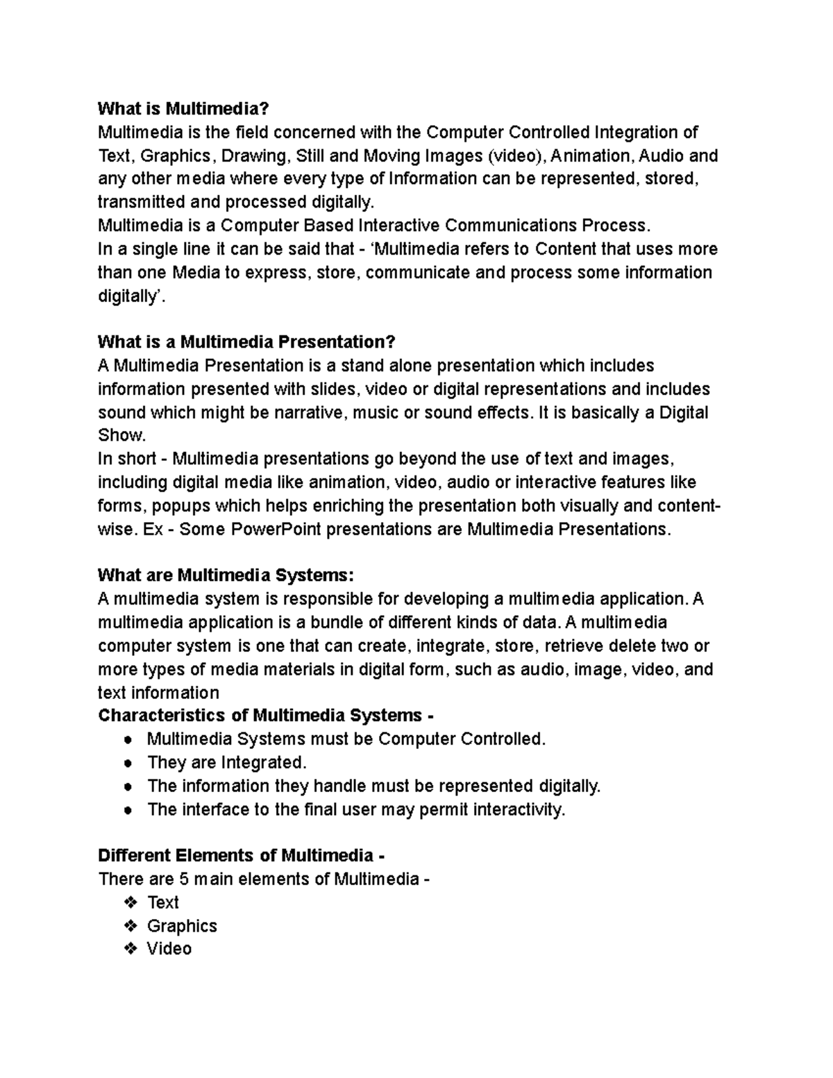 Multimedia Systems - What is Multimedia? Multimedia is the field ...