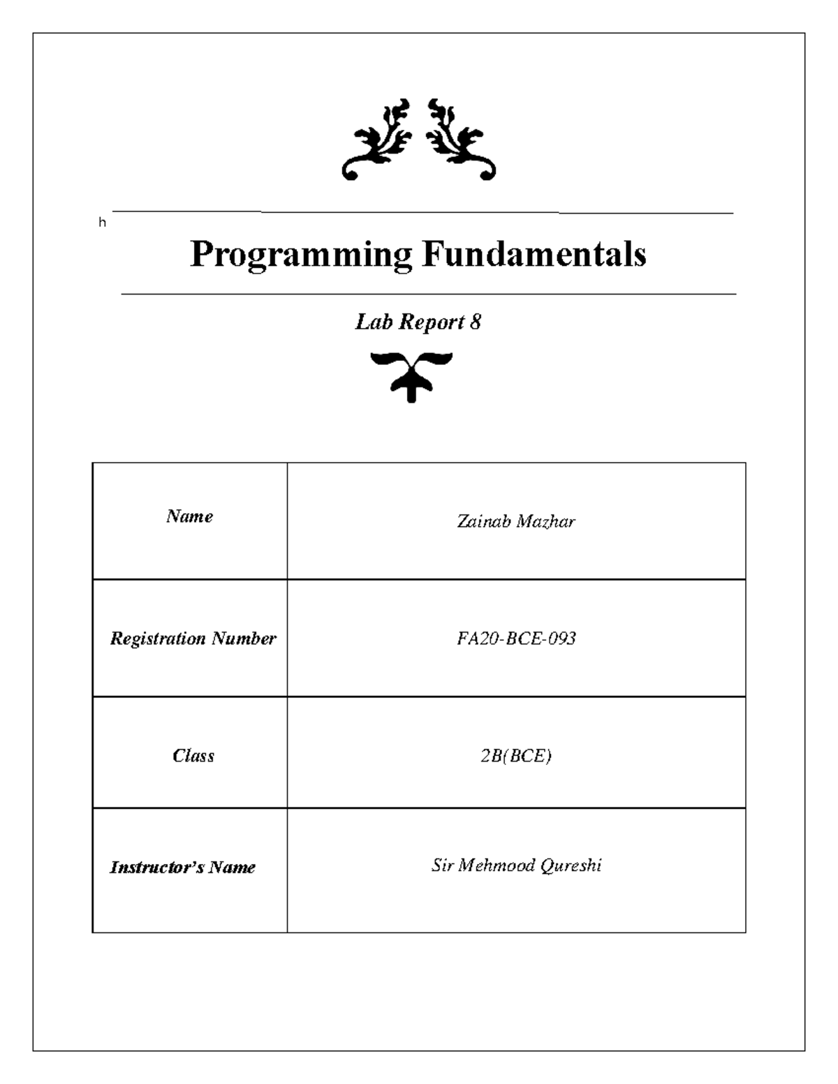 34 FA20BCE093 08 lab report about usage of if else statements - h Programming Fundamentals Lab ...