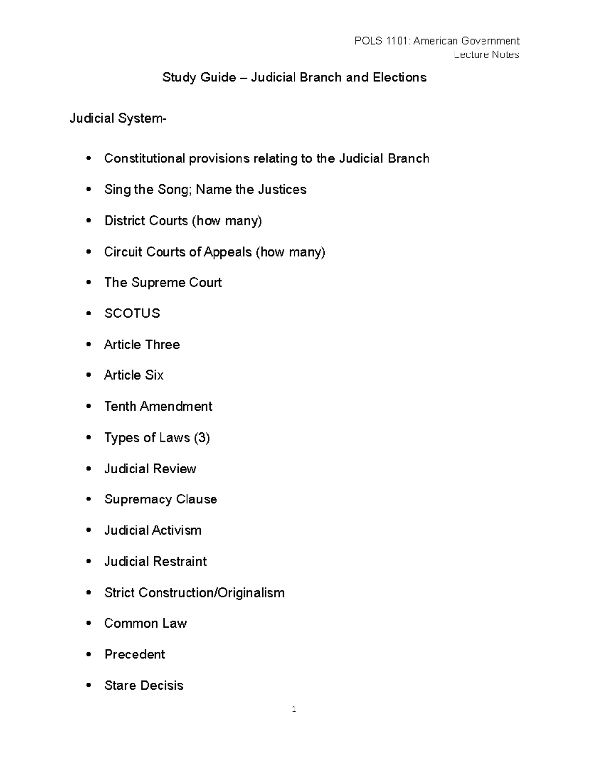 2021 POLS 1101 American Government Study Guide Exam III - Study Guide ...