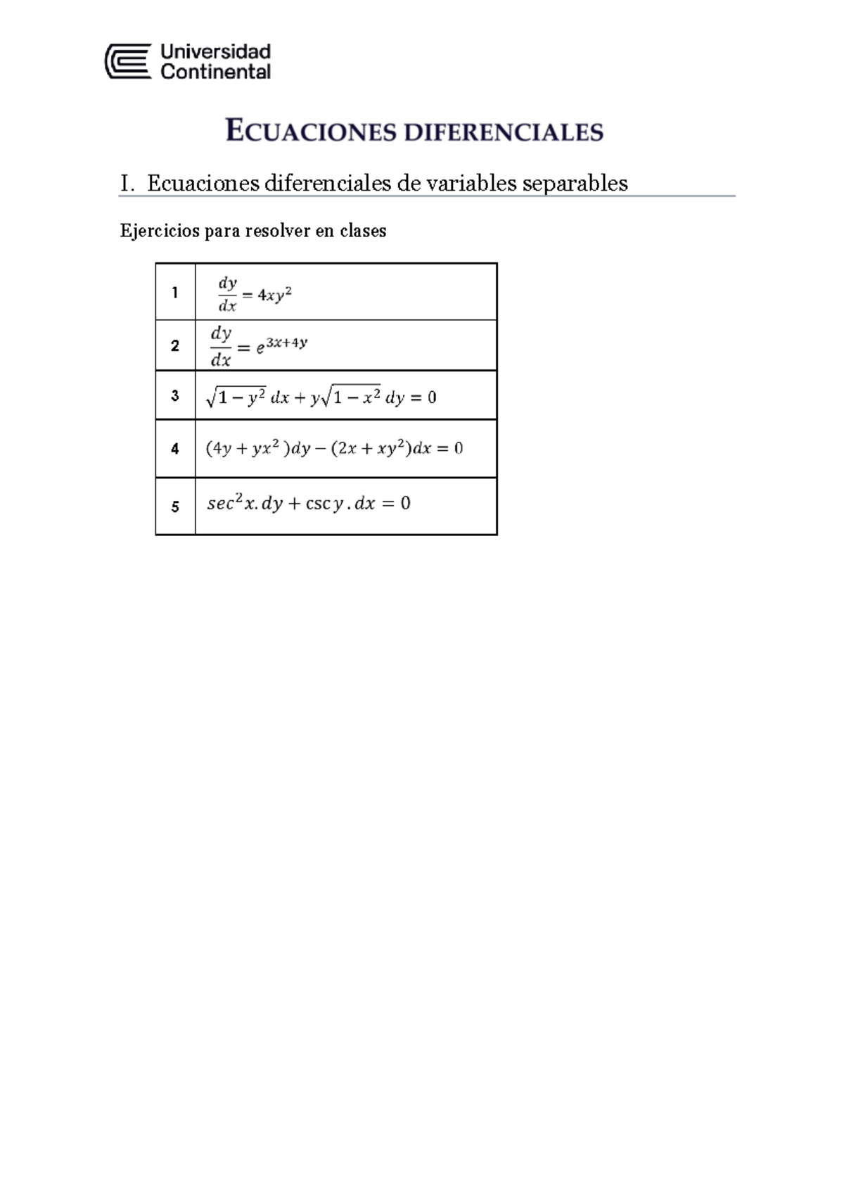 Ejercicios resueltos - safevsdfv - ecuaciones diferenciales - I. Ecuaciones diferenciales de ...