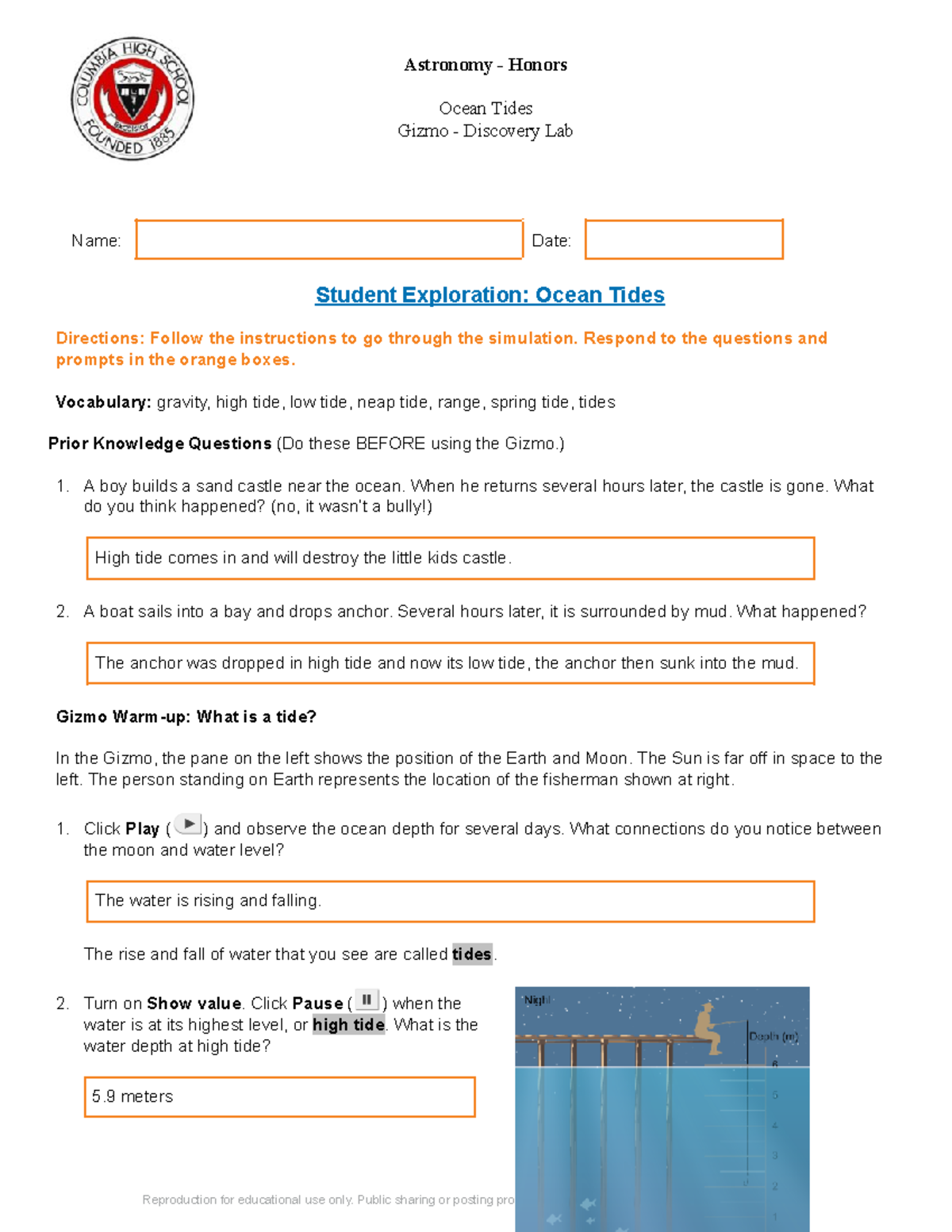 Ocean Tides 3 - Astronomy - Honors Ocean Tides Gizmo - Discovery Lab ...