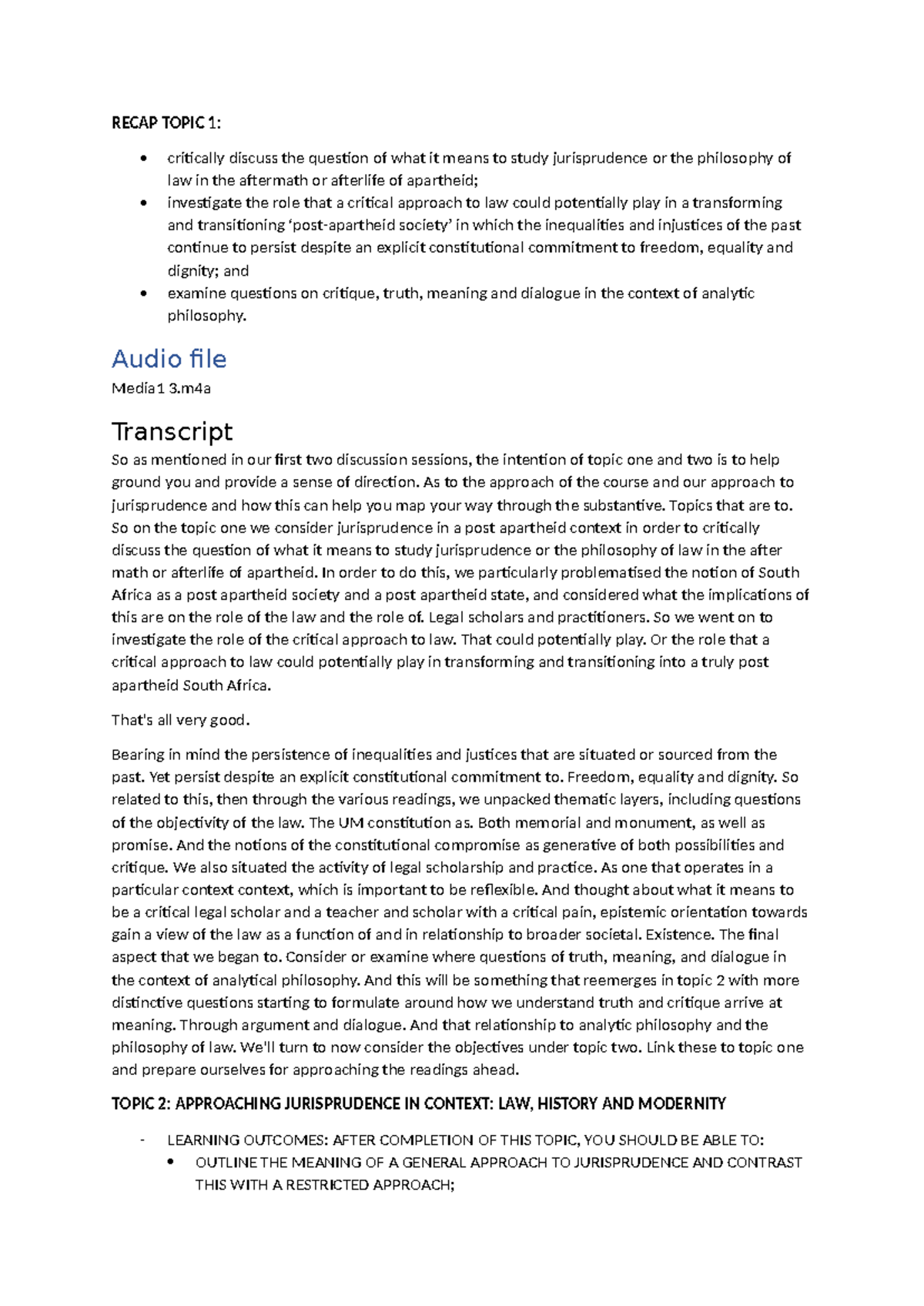 Topic 2 - Its lectures notes - RECAP TOPIC 1: critically discuss the ...