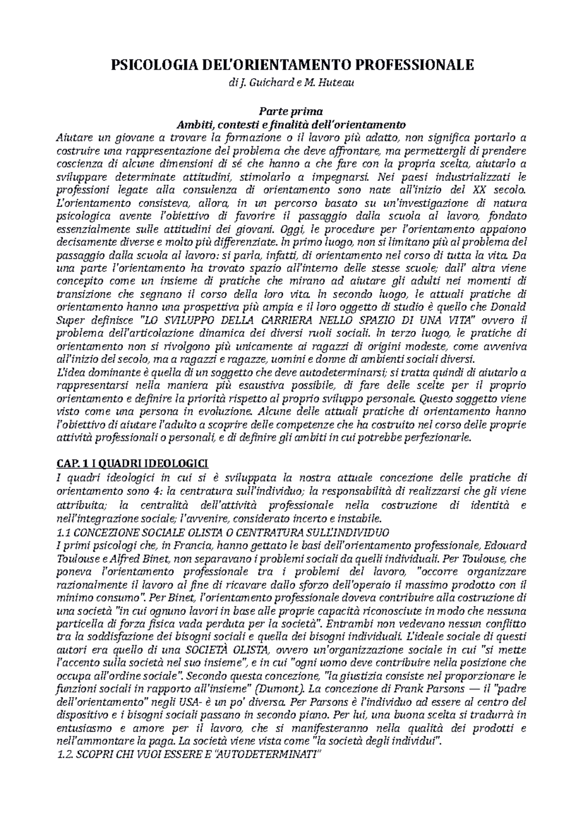 Psicologia dell'Orientamento Professionale - PSICOLOGIA DEL ...