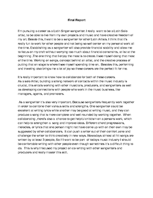 Final report Prof. D..page 2 - For the first week I reached out to a ...