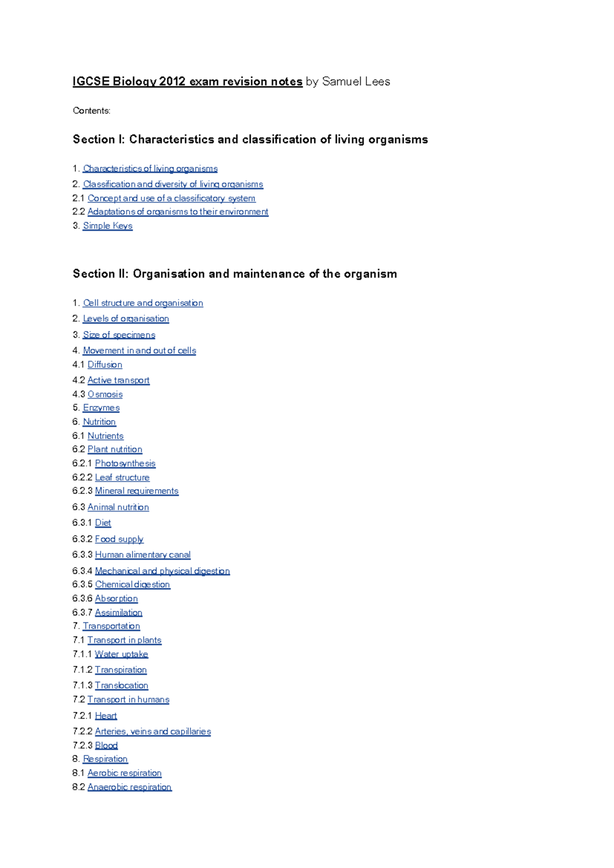 Bio notes 2016 pdf - bio technology - IGCSE Biology 2012 exam revision ...