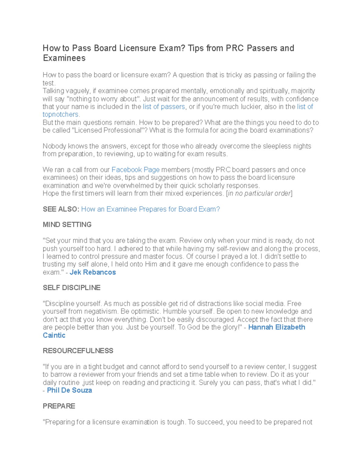 How to Pass Board Licensure Exam - Talking vaguely, if examinee comes ...