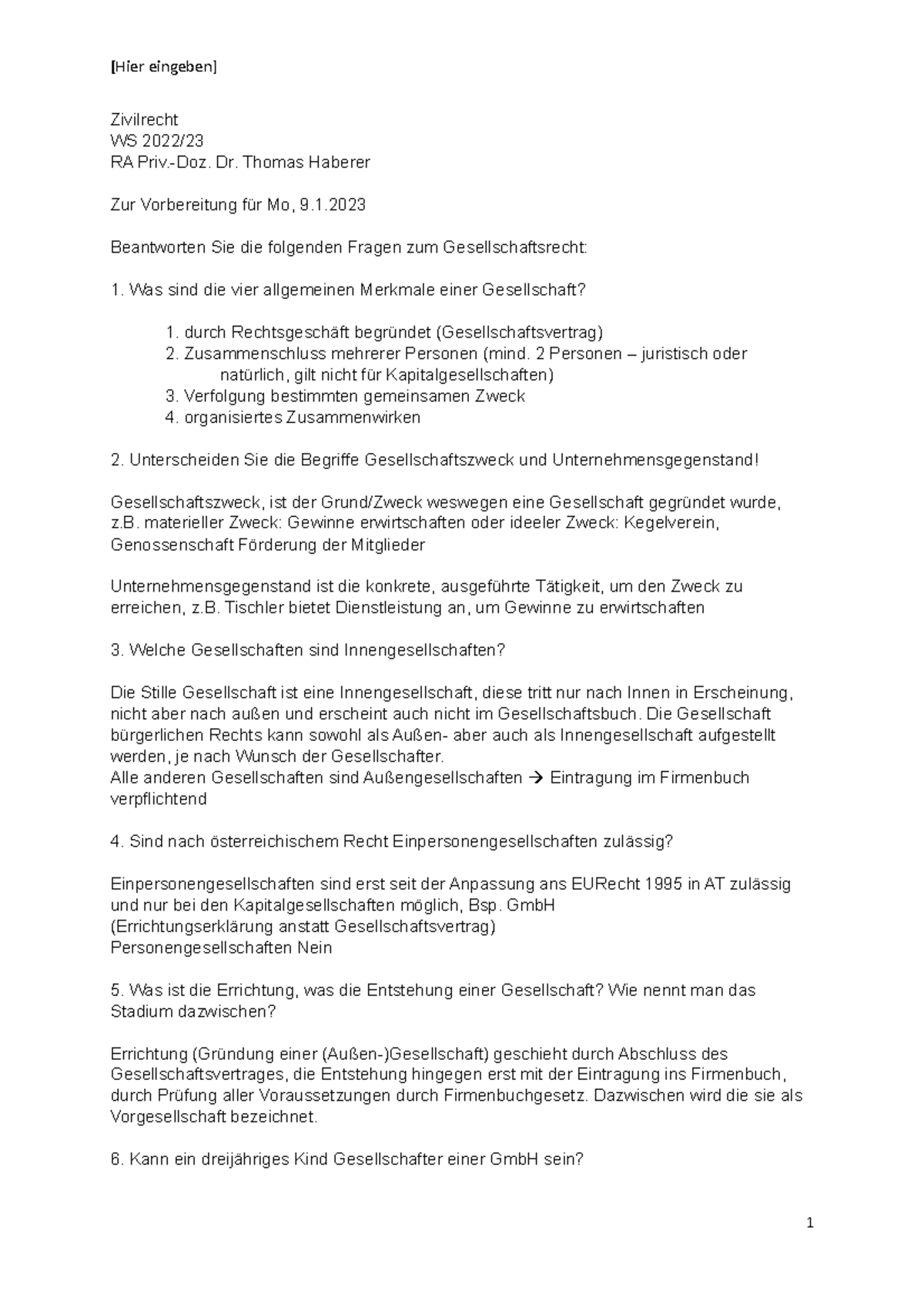 LV11 Zivilrecht - Aufgaben - Zivilrecht WS 2022/ RA Priv.-Doz. Dr ...