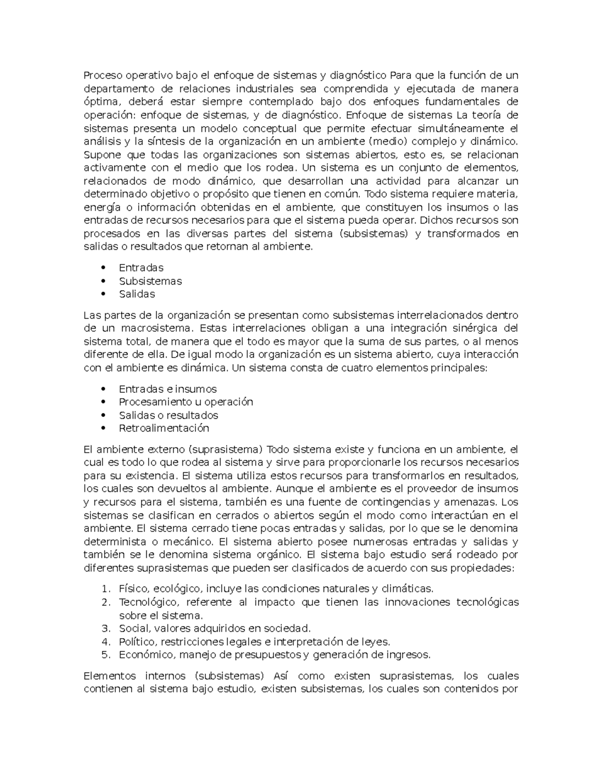 1.2 Proceso operativo bajo el enfoque de sistemas y diagnóstico ...