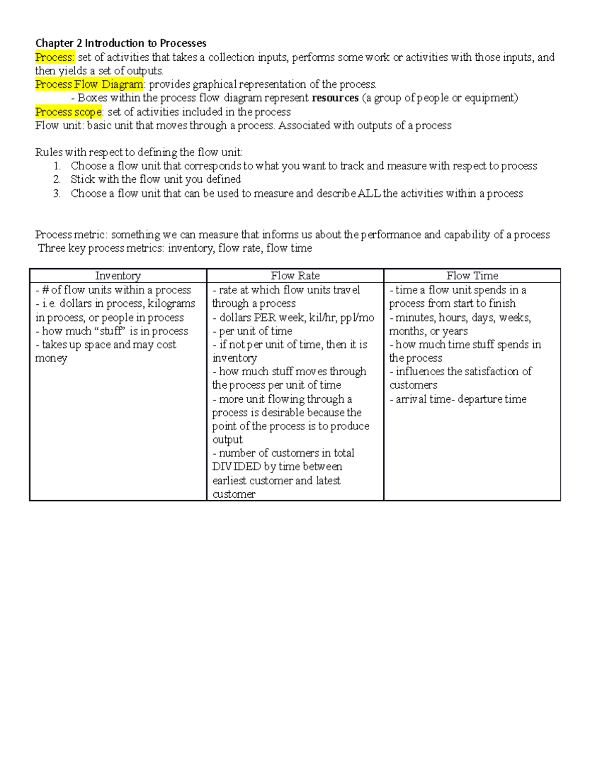 Operational Management chapter 2 - Chapter 2 Introduction to Processes ...