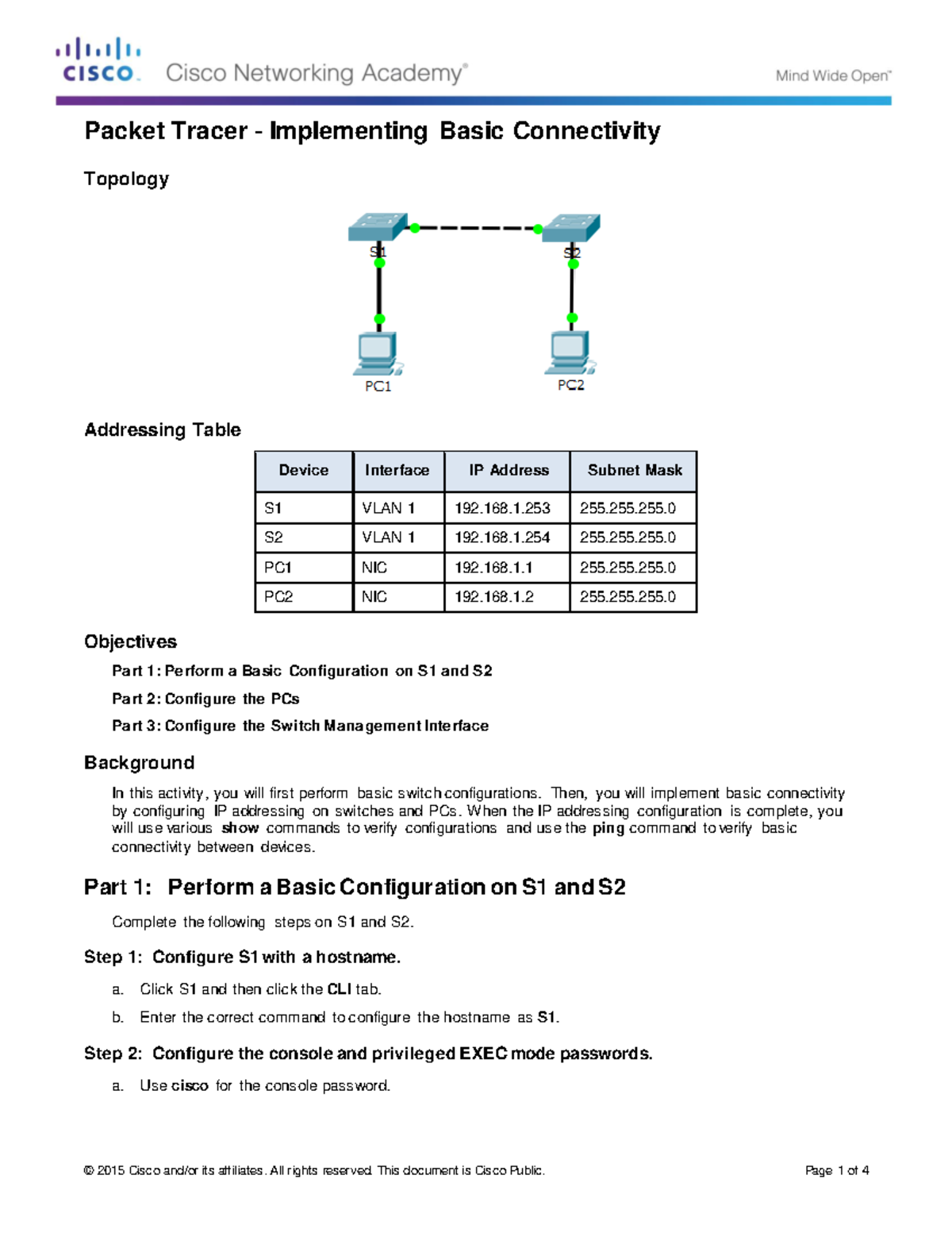 2.3.2.5 Packet Tracer - Implementing Basic Connectivity - Neural Network and Fuzzy Logic - Studocu