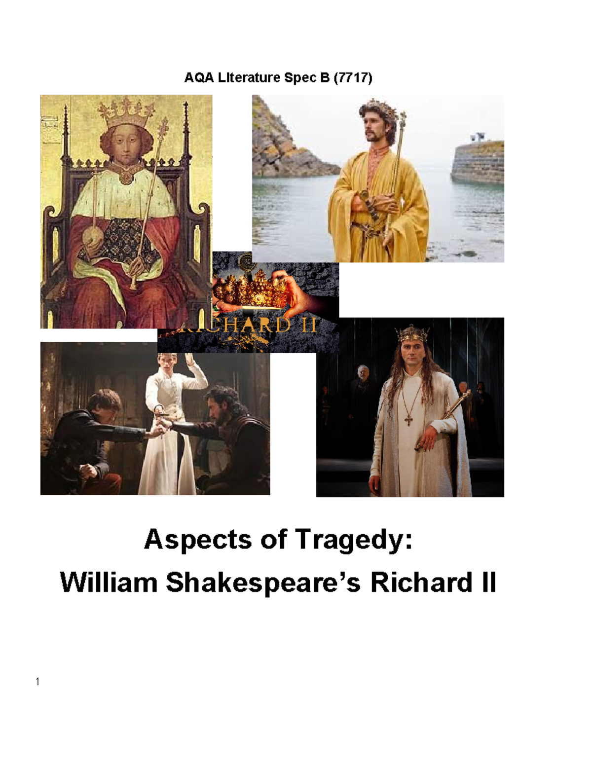 Aspects of Tragedy Part 3 Richard II (KS5 Booklet) - AQA LIterature ...