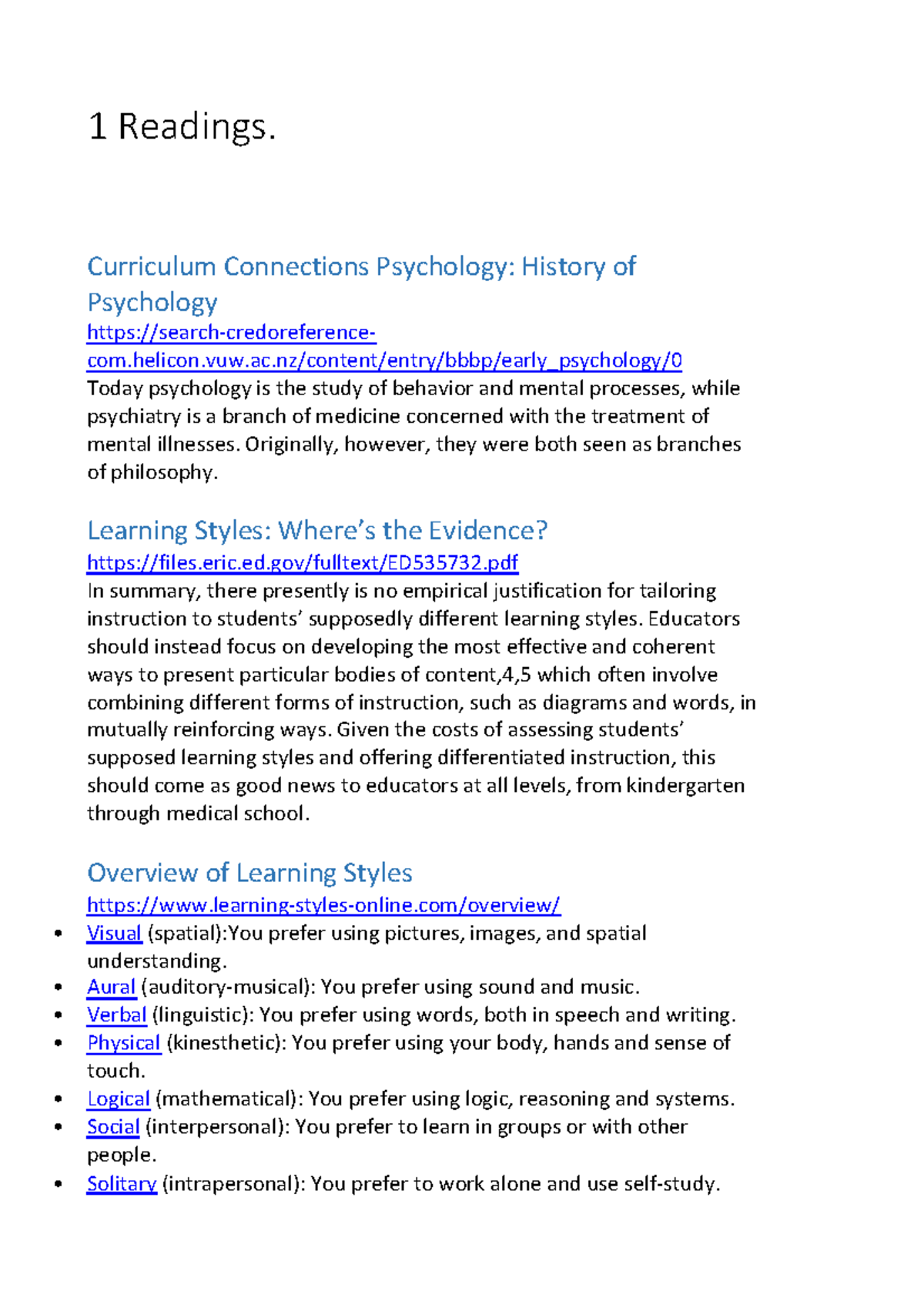 Module 1 Readings - Warning: TT: undefined function: 32 Curriculum Connections Psychology ...