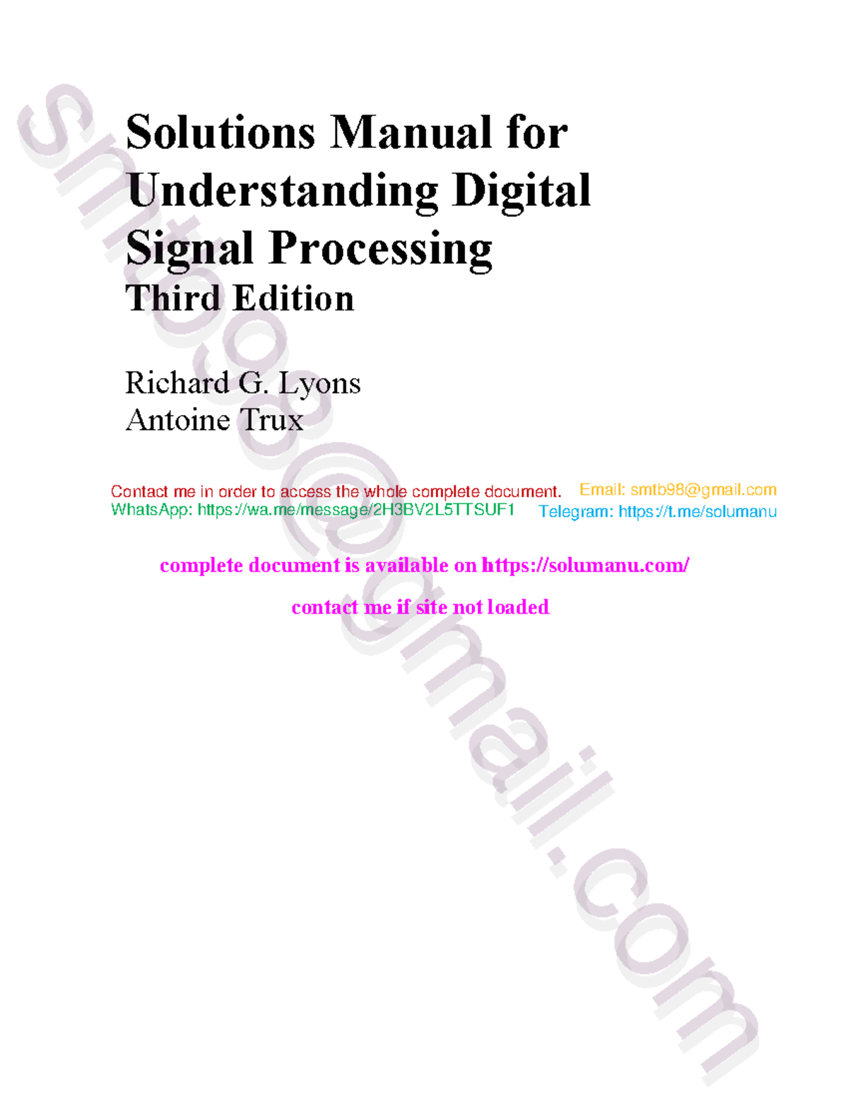 Solution Manual for Understanding Digital Signal Processing 3rd Edition by Richard Lyons ...