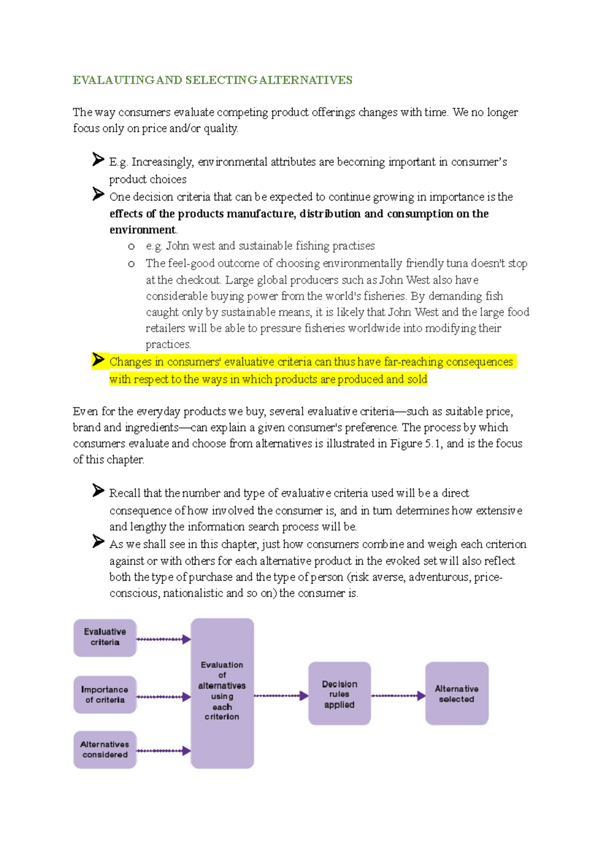 Evalauting AND Selecting Alternatives - EVALAUTING AND SELECTING ...
