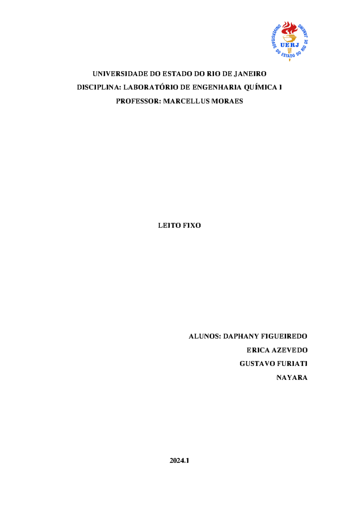 Relatório 7 - Leito Fixo - UNIVERSIDADE DO ESTADO DO RIO DE JANEIRO ...