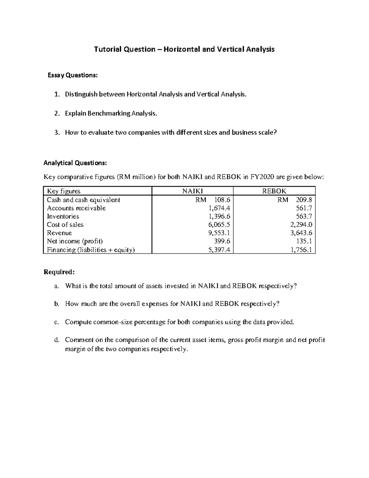 2024SEP Tutorial Question - Tutorial Question – Horizontal and Vertical ...